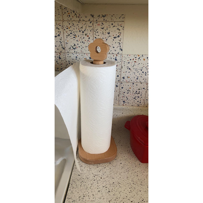 Lark Manor™ Cute FLOWER Free Standing Paper Towel Holder Wooden Kitchen ...