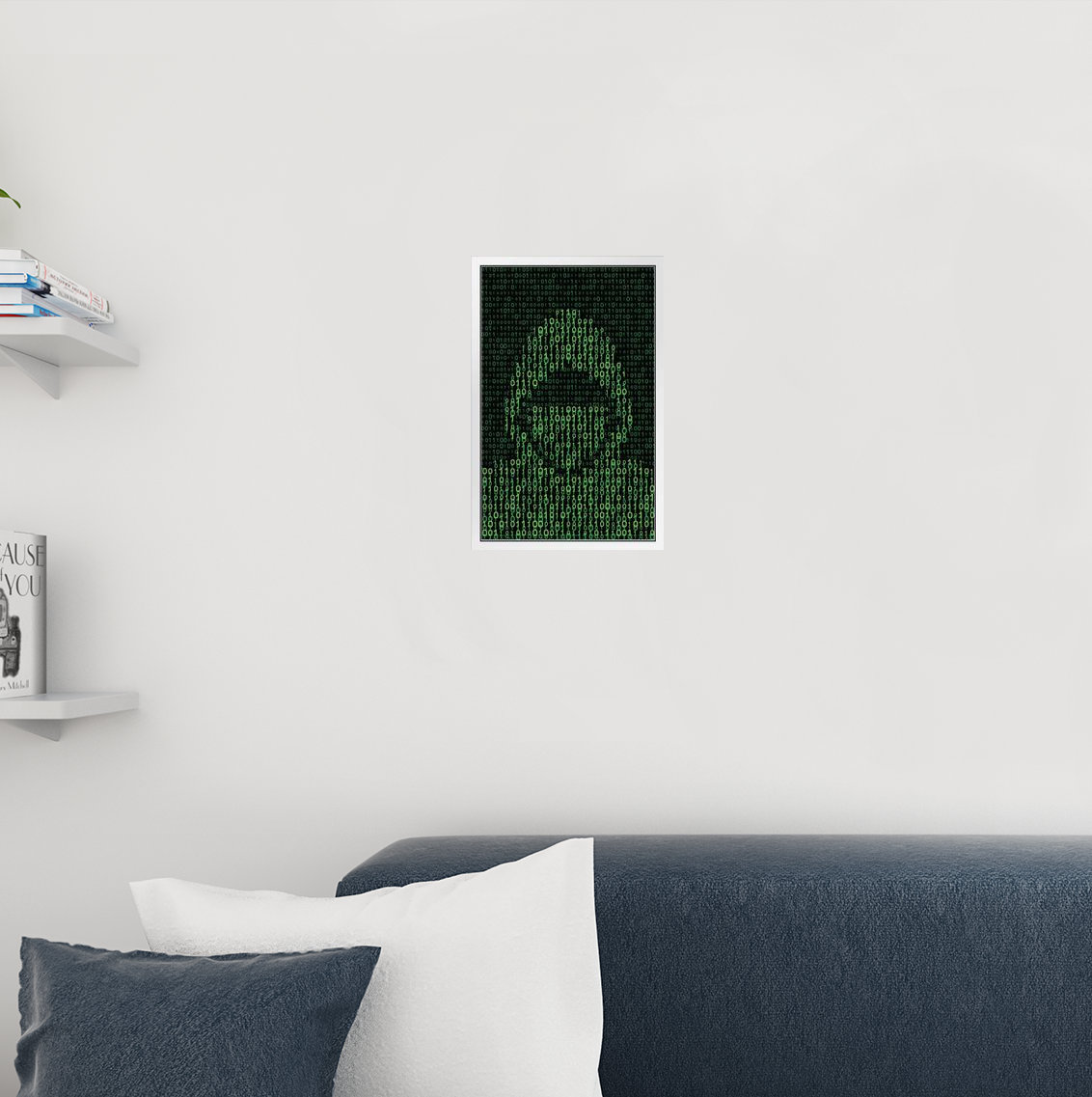 Trinx Computer Hacker On Binary Code Background White Wood Framed ...