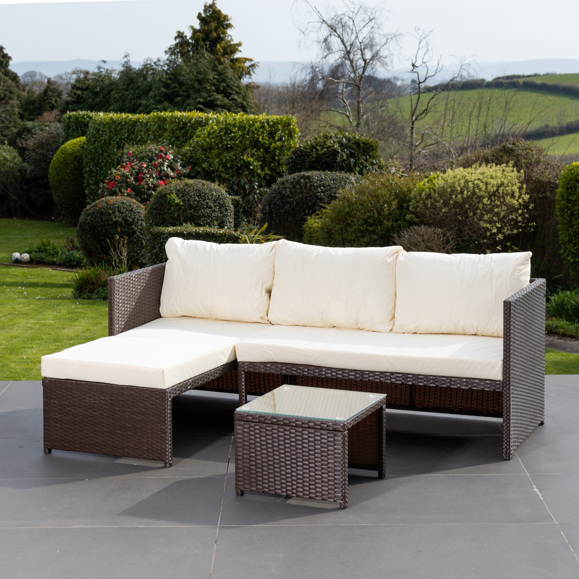 17 Stories Aleria 187cm Wide Outdoor L-Shaped Patio Sectional with ...