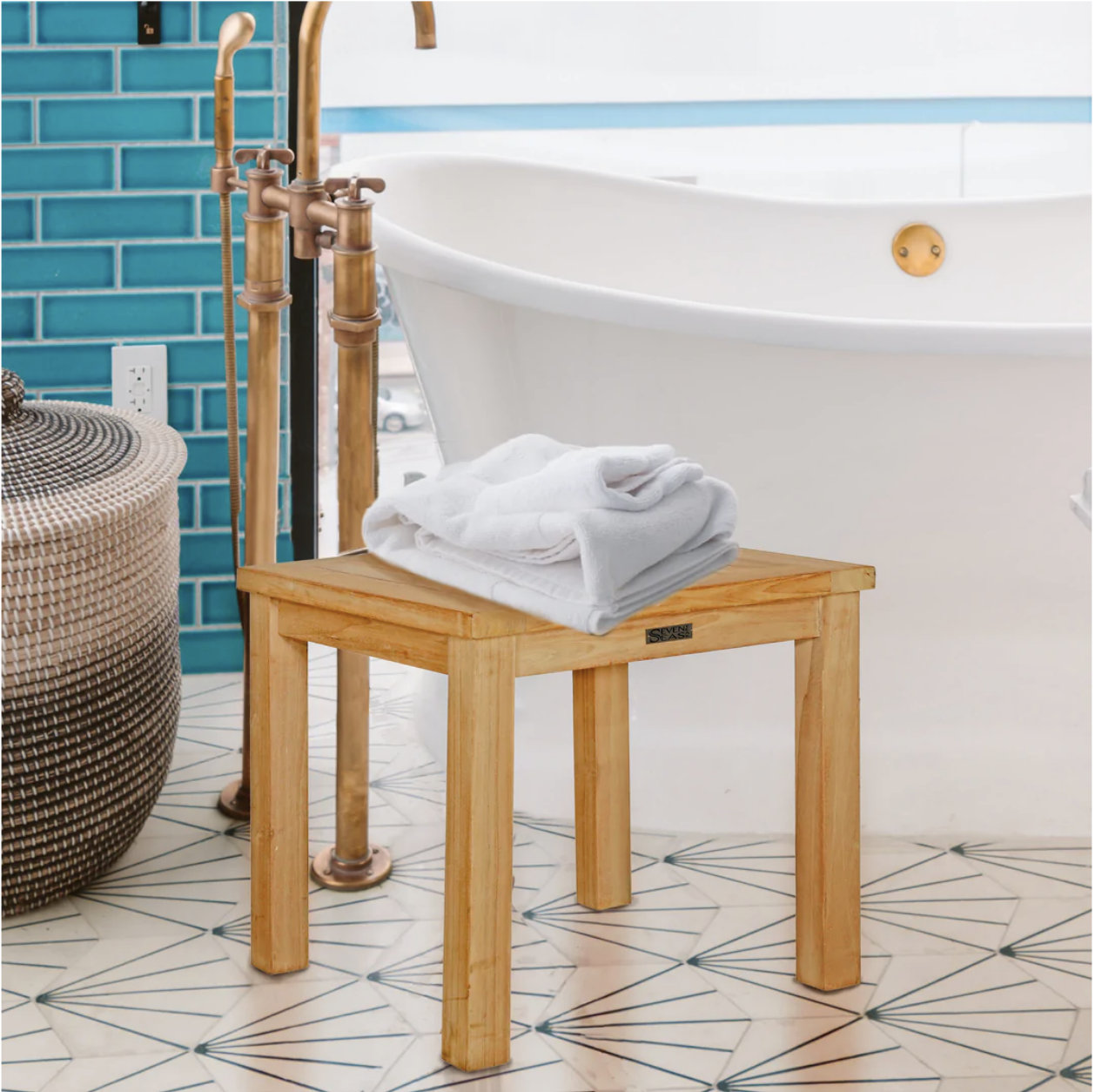 Seven Seas Teak Solid Wood Utility Stool | Wayfair