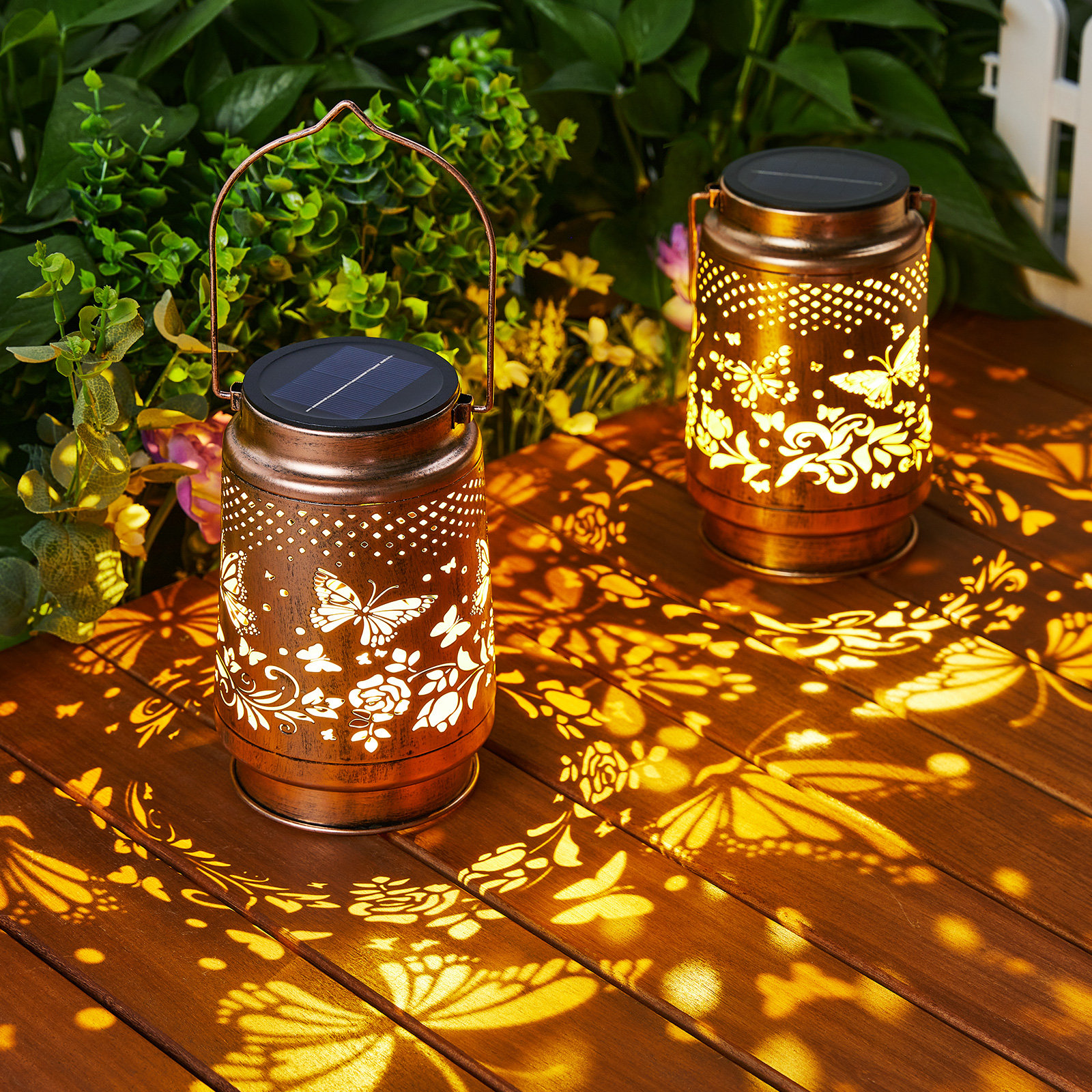 KOOPER Solar Lantern Outdoor Lights, Vivid Dancing Butterflies Solar ...