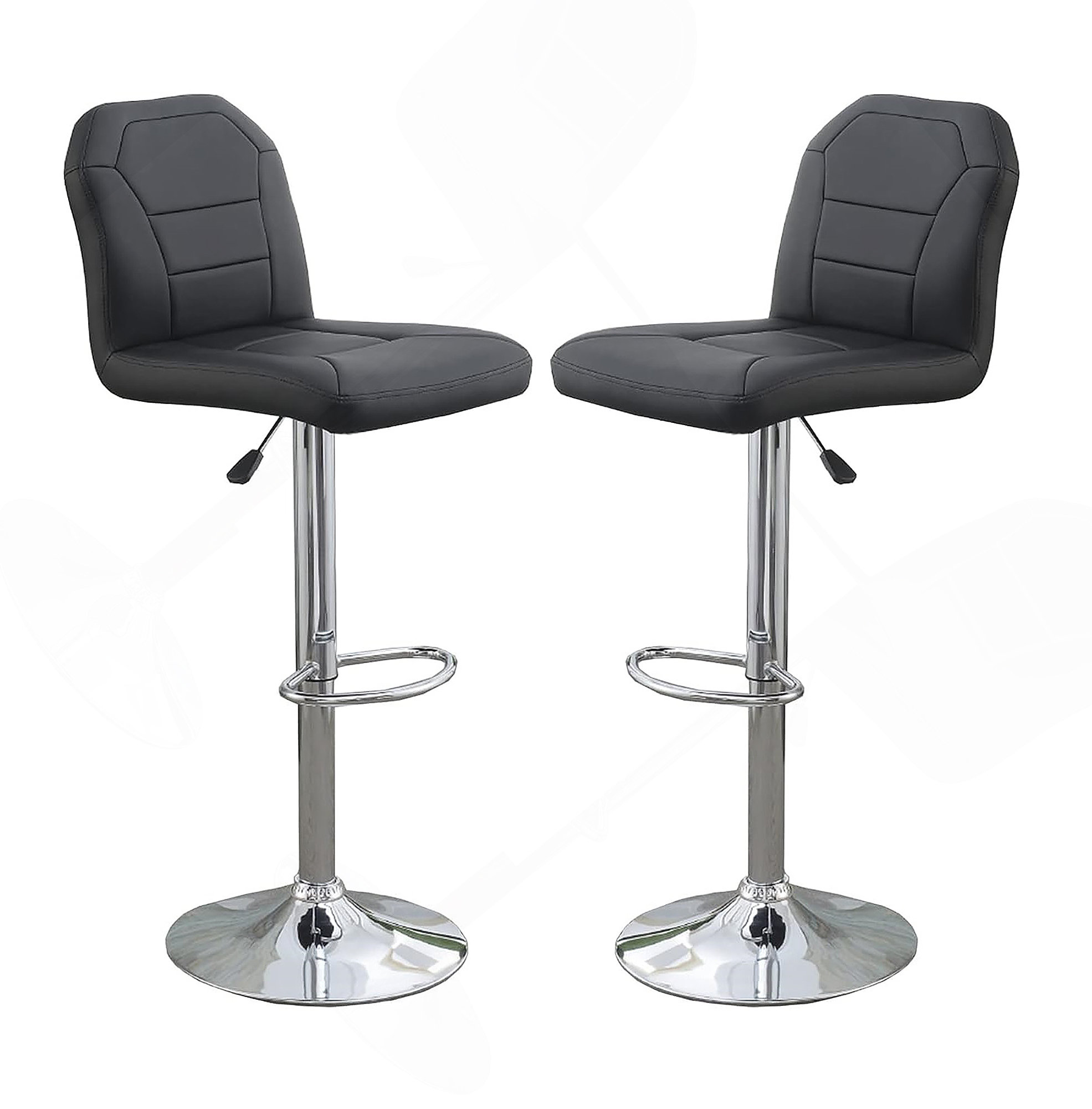 Orren Ellis Adjustable Bar stool Chair Black Faux Leather Clean Lines ...