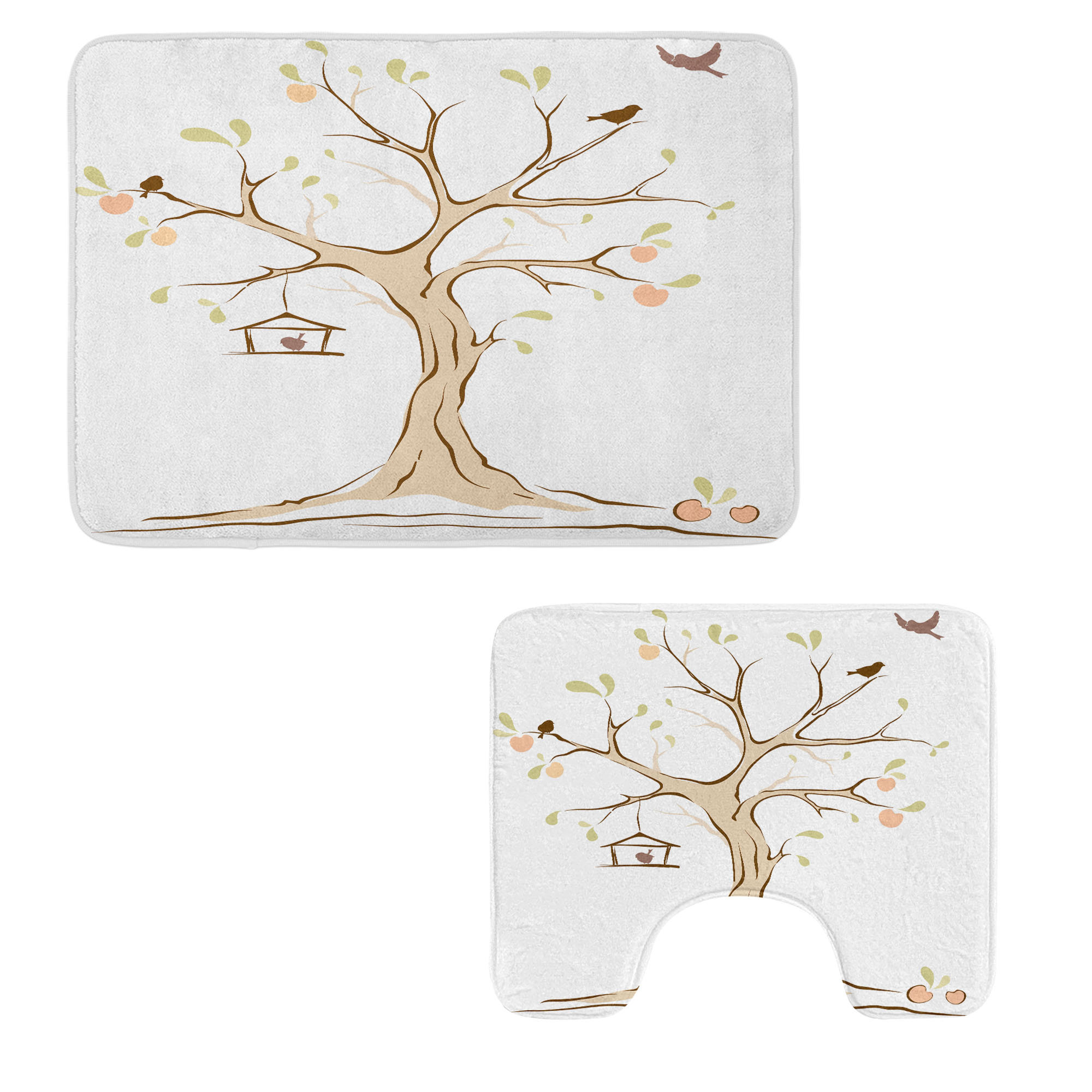 East Urban Home Tree Bathroom Rug Set 2 Pieces Rectangle & Contour Mats ...