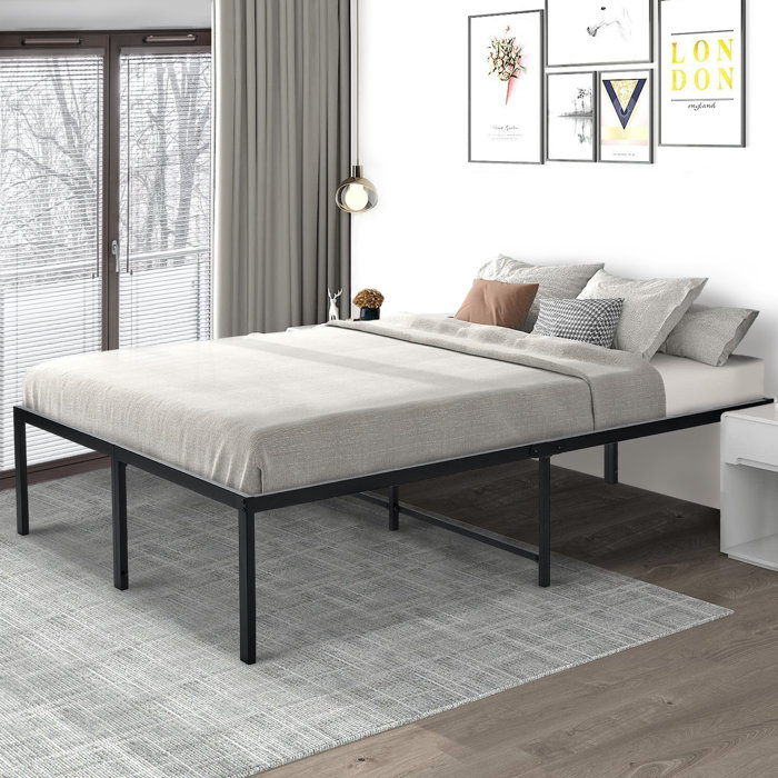 The Twillery Co.® Precita 18'' Metal Bed Frame with Protection Pads ...