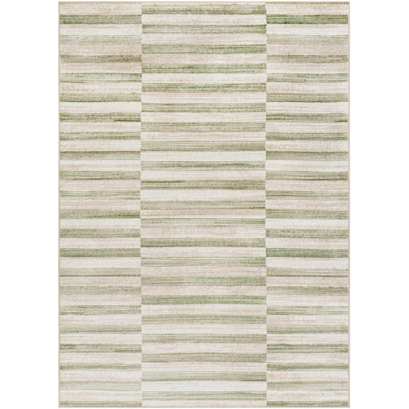 Ebern Designs Bowland Abstract Design Modern Green/Beige Area Rug ...