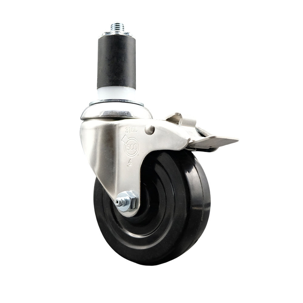 Service Caster Hard Rubber Swivel Expanding Stem Caster Lock Brake ...