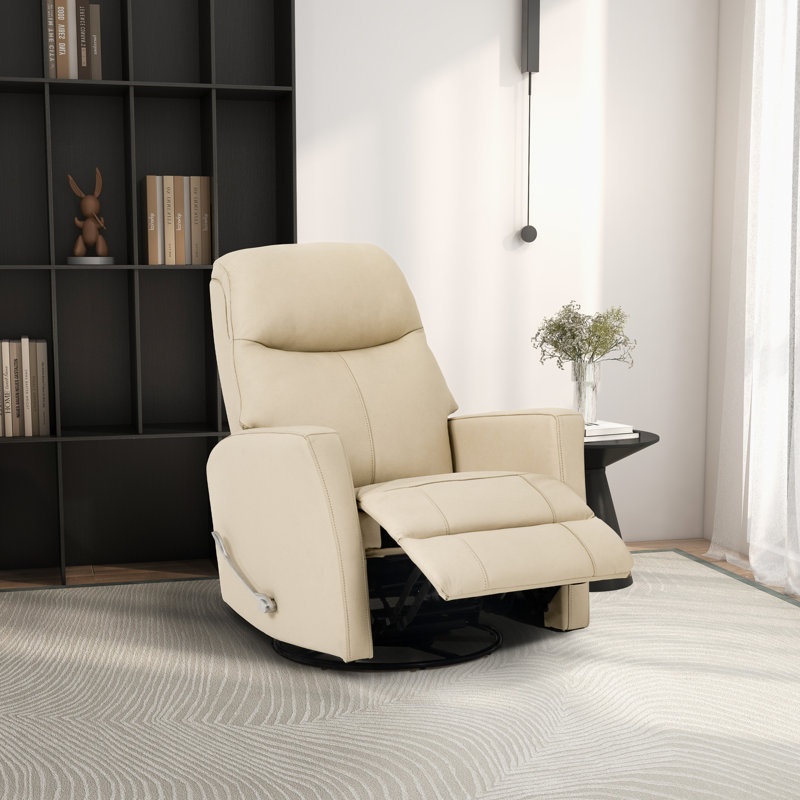 Latitude Run® Laytan Genuine Leather Swivel Glider Recliner Chair | Wayfair