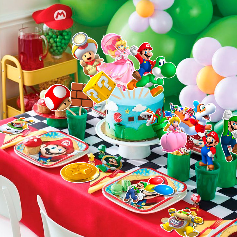 Dakota Fields Super Mario Party Decorations Photo Props with Stick ...