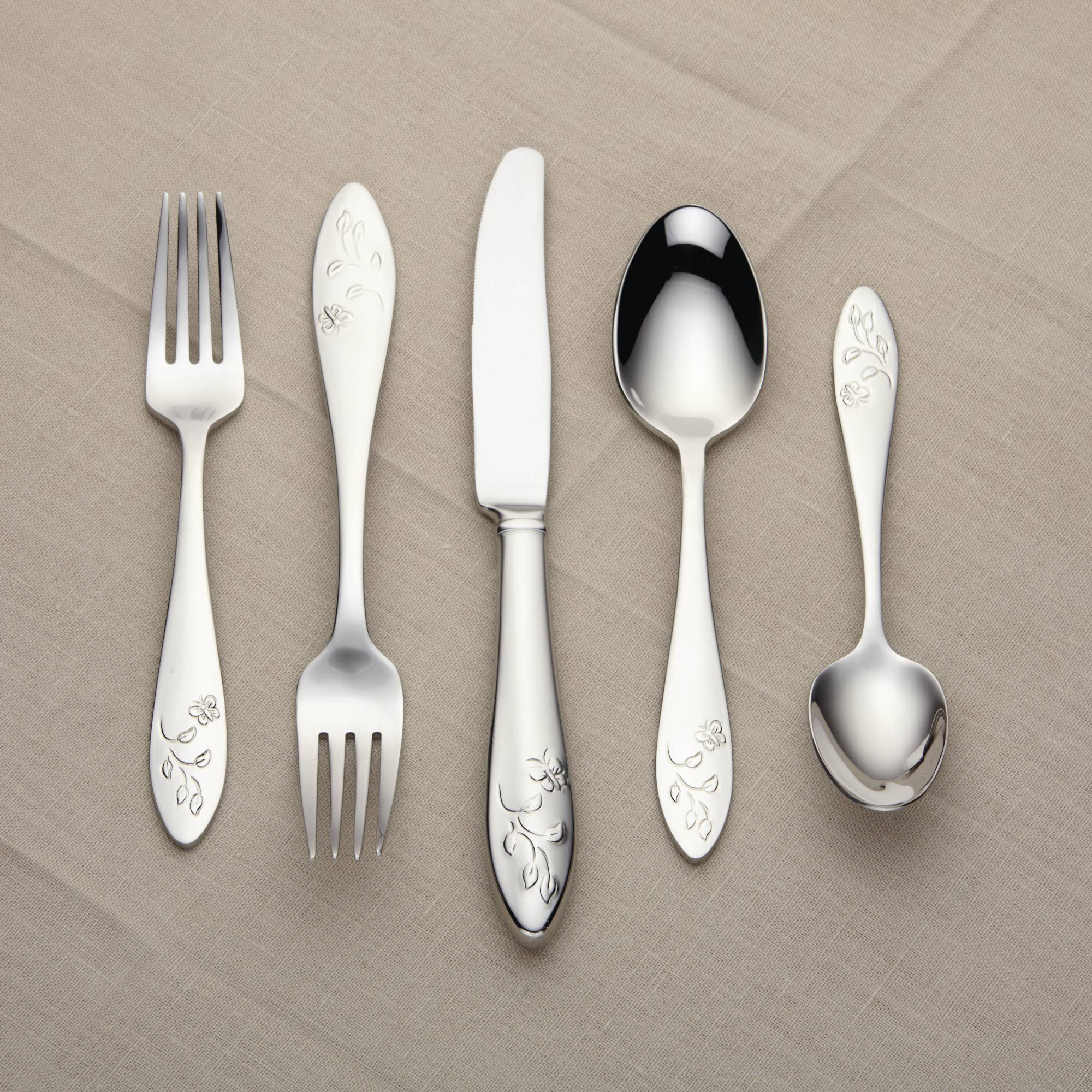 Lenox Butterfly Meadow 5 Piece 18/10 Stainless Steel Flatware Set ...