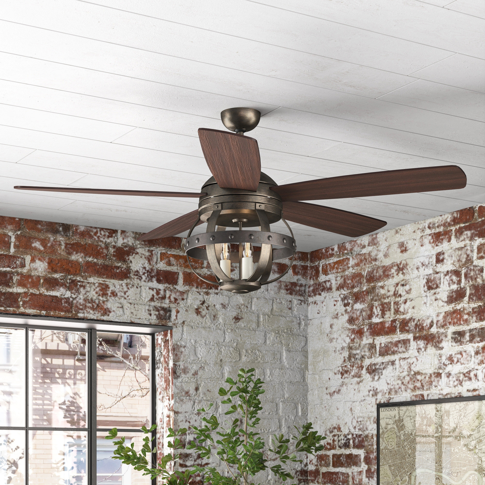 Steelside™ 52" Nova 5 - Blade Ceiling Fan with Light Kit Included ...