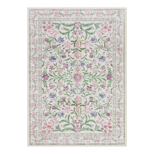 Alcott Hill® Fonsie Fonsie Oriental Botanical Floral Machine Washable ...