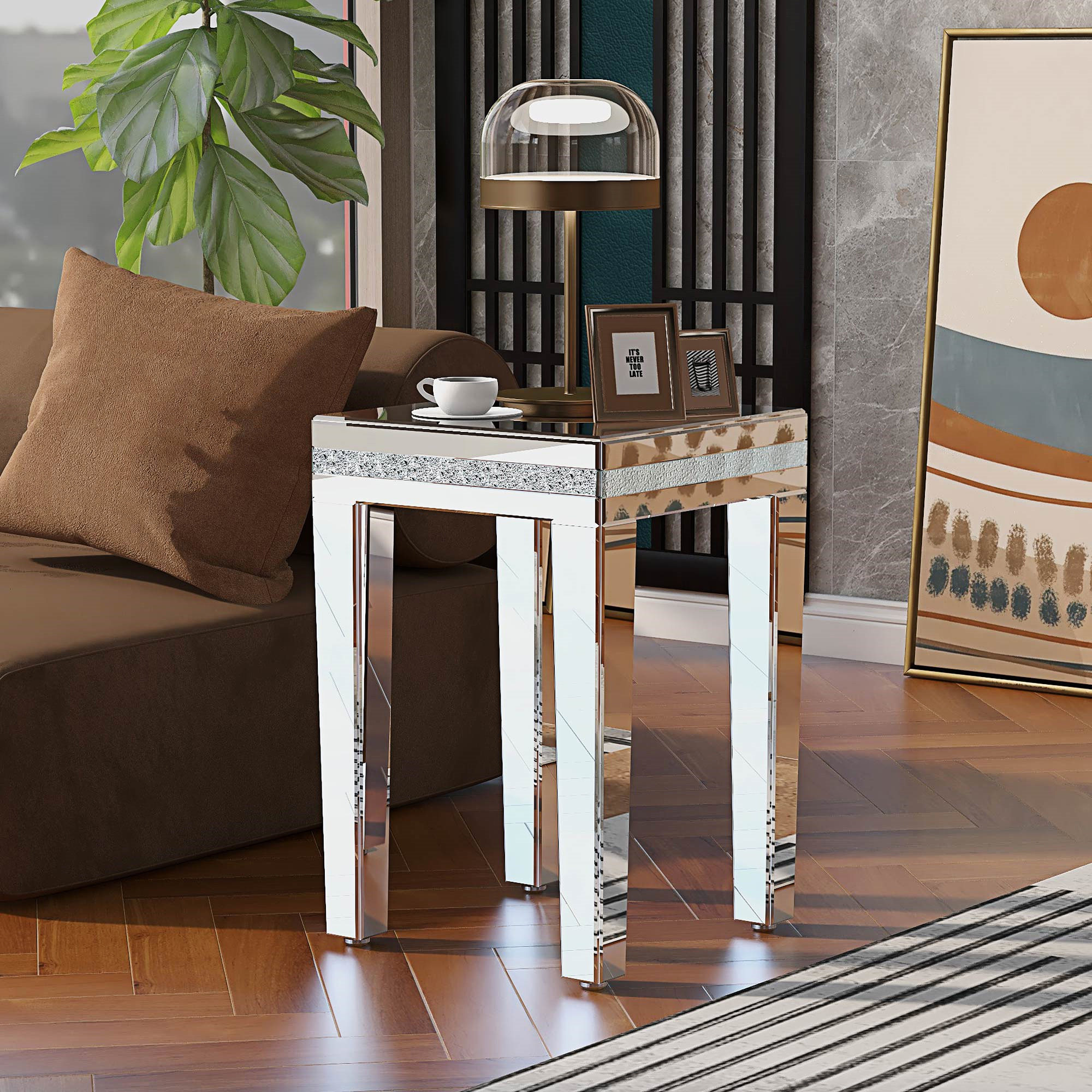Mercer41 Fashionable Modern Glass Mirrored Side Table - Wayfair Canada