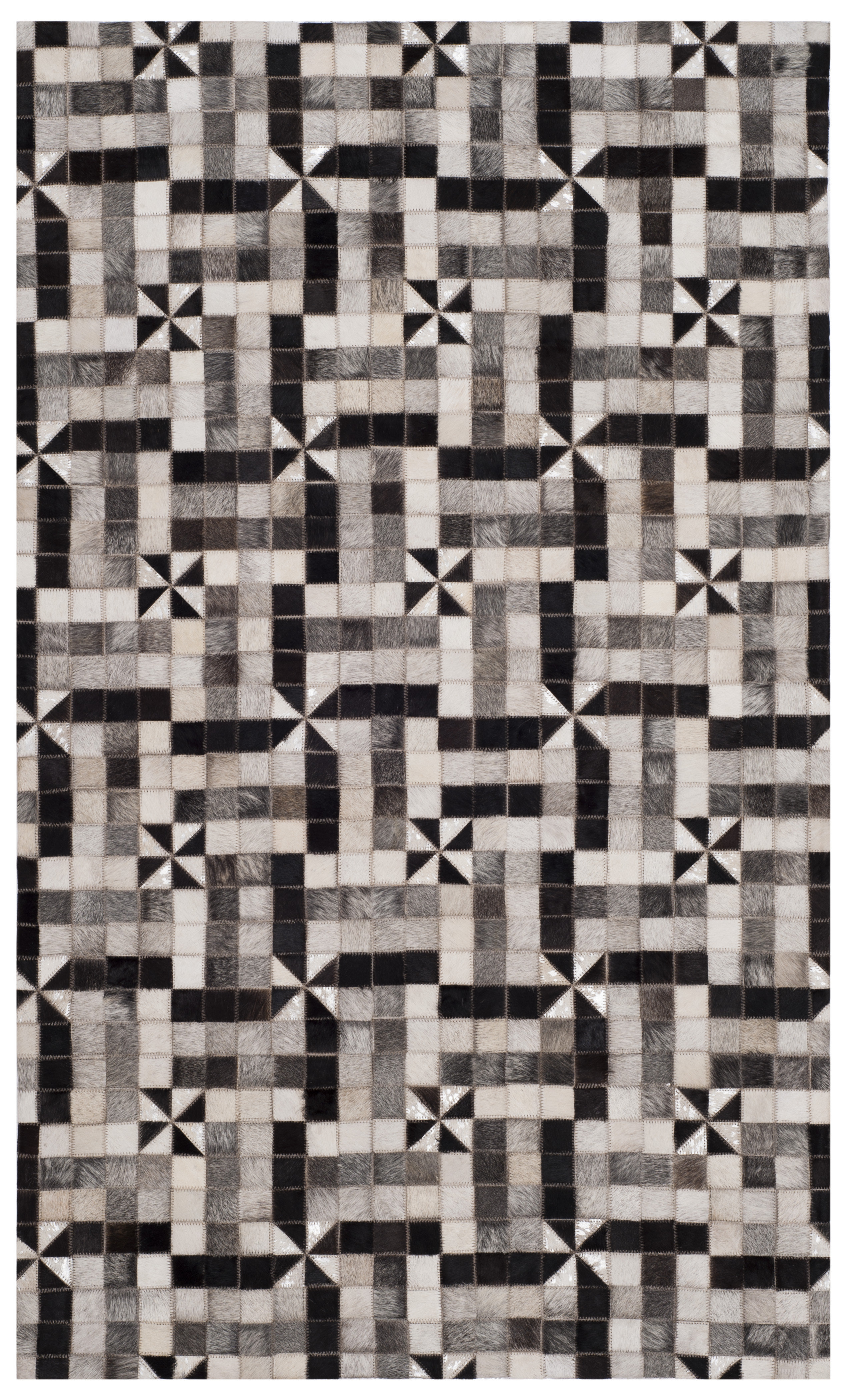 17 Stories Patricio Studio Leather Hand Woven Leather Geometric Rug ...