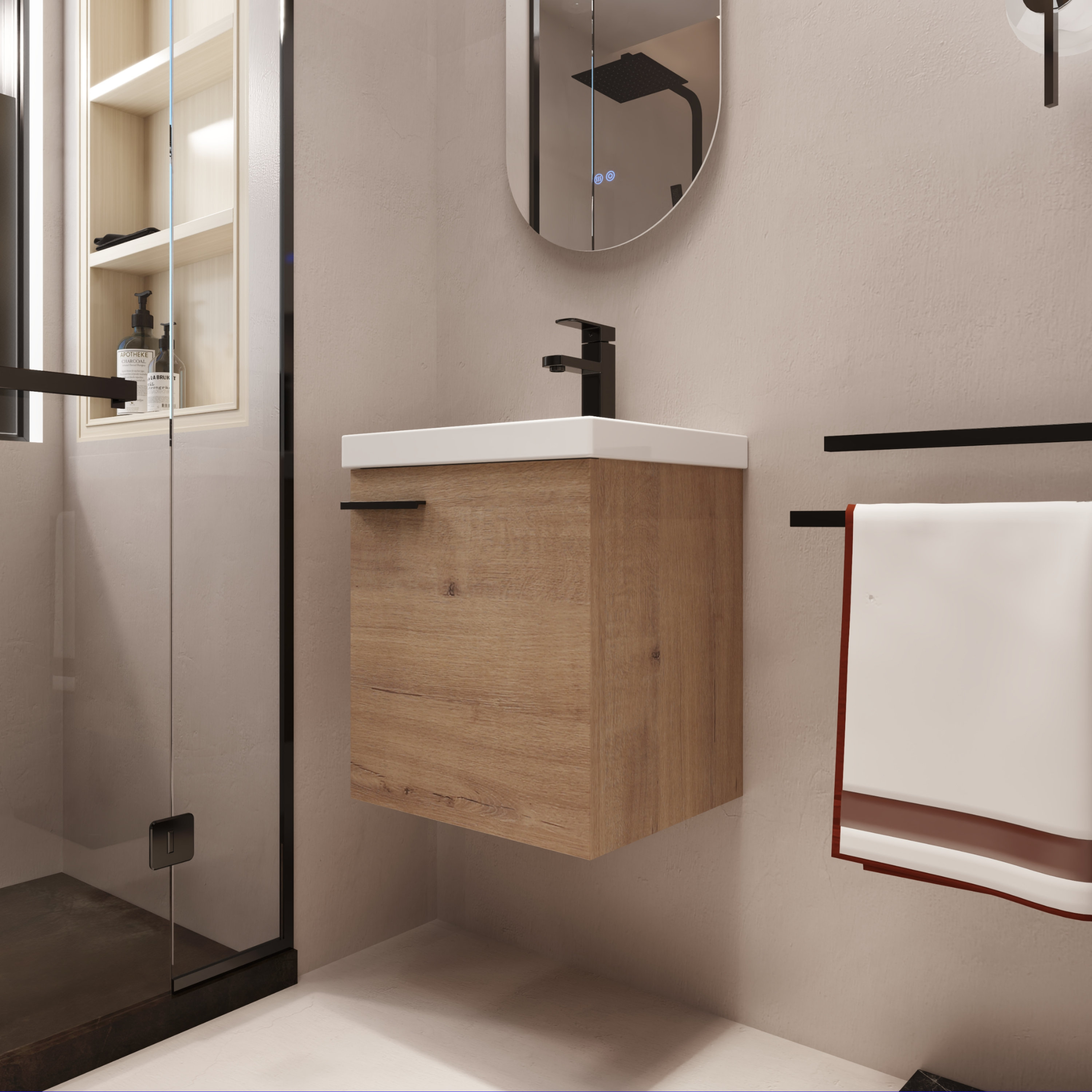 Millwood Pines 18" Wall Mounted Single Bathroom Vanity with Ceramic Top ...