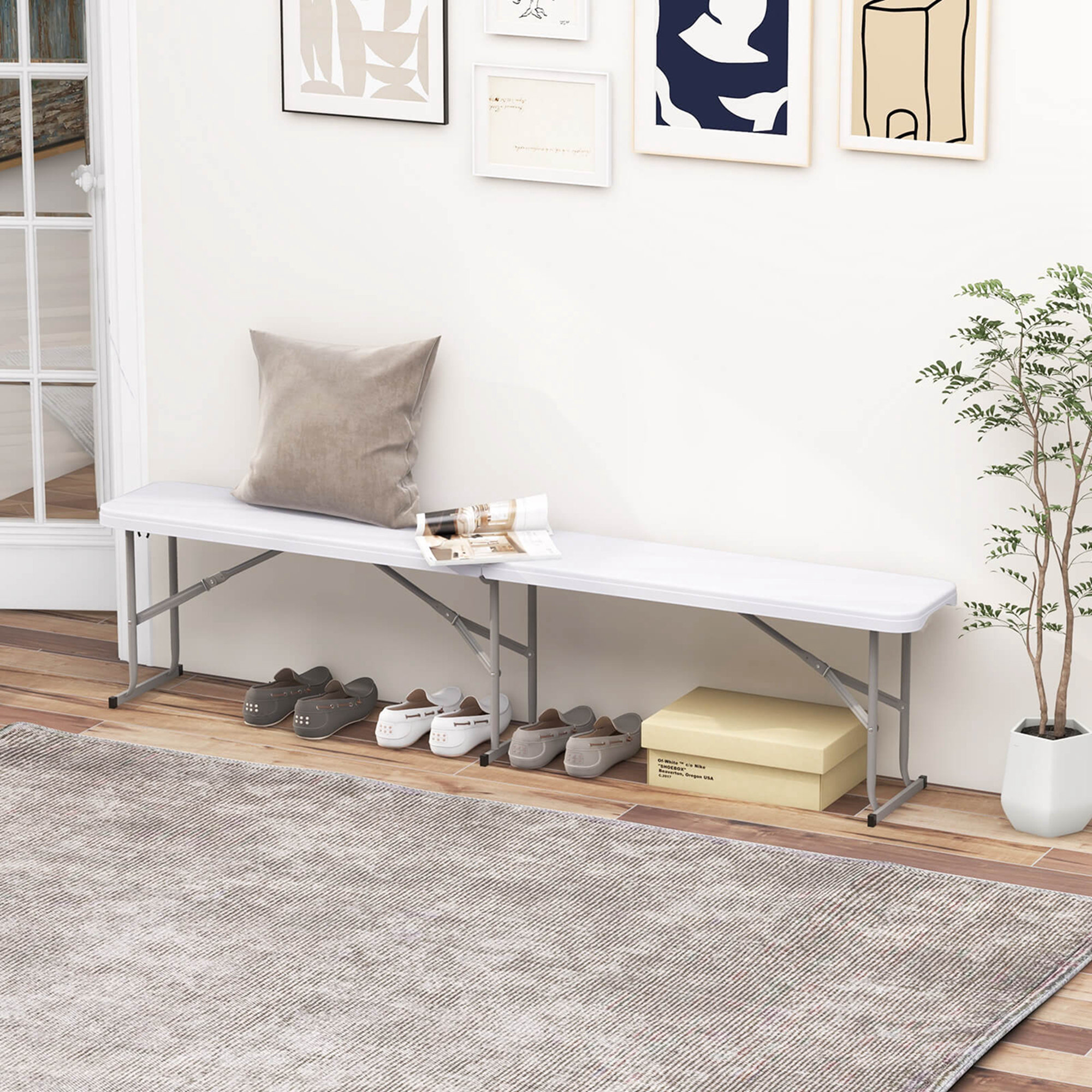 Ebern Designs 2 Pcs Portable Folding Bench With Convenient Handle Non ...