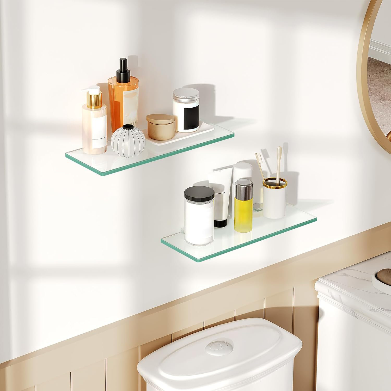 Latitude Run® Ensemble de 2 tablettes de salle de bain en verre trempé ...