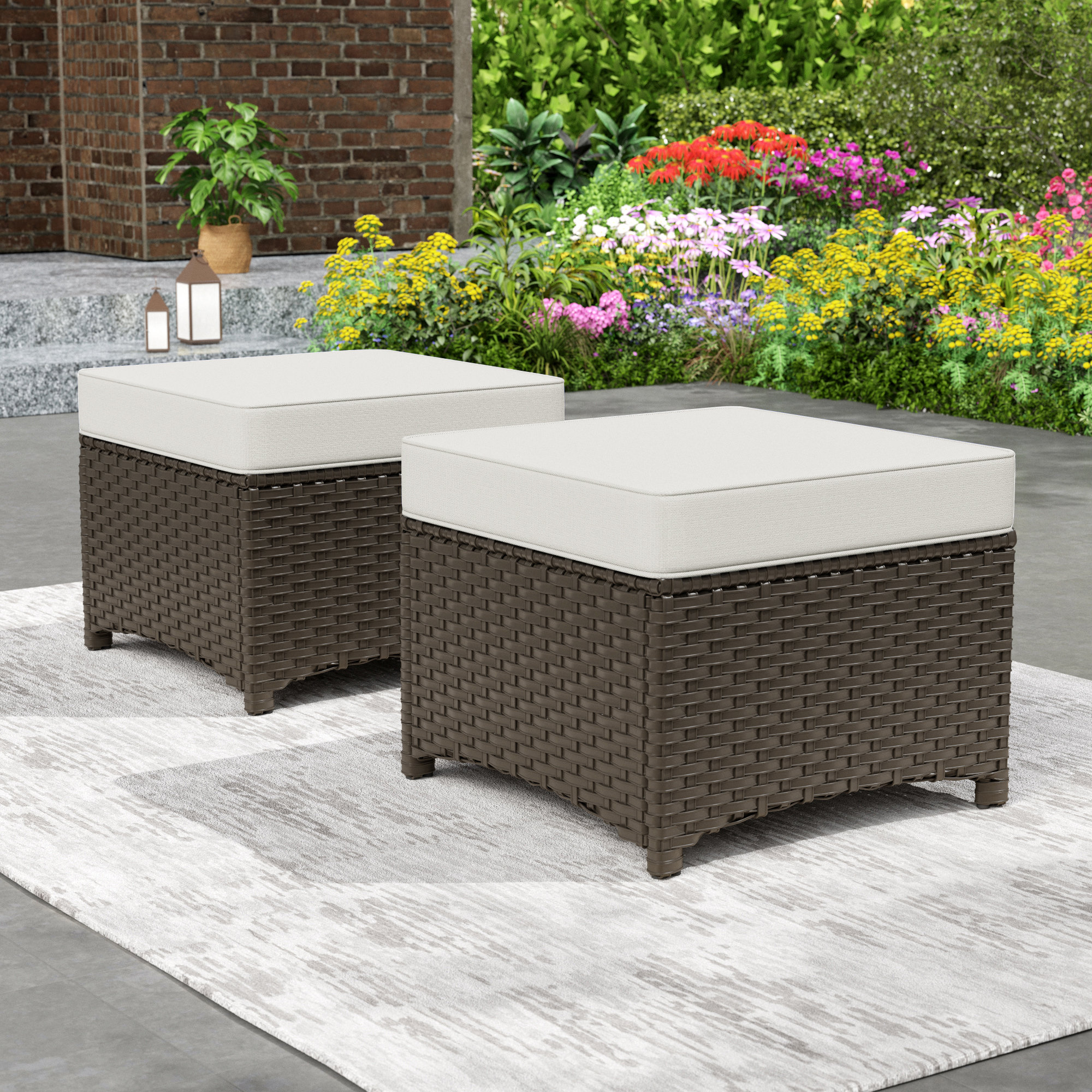 INMITOM Wicker Outdoor Patio Ottomans - Wayfair Canada