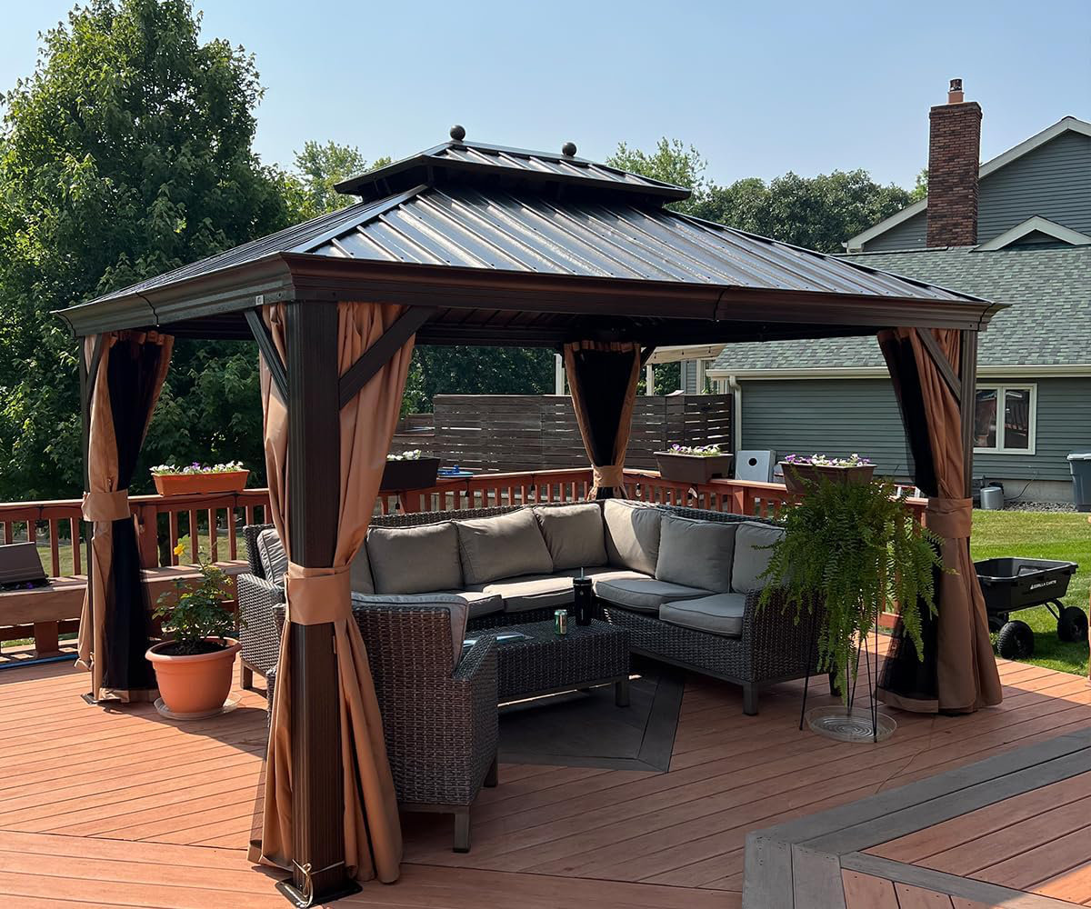 Purple Leaf Mauve pavillon de jardin à toit rigide avec rideaux et ...