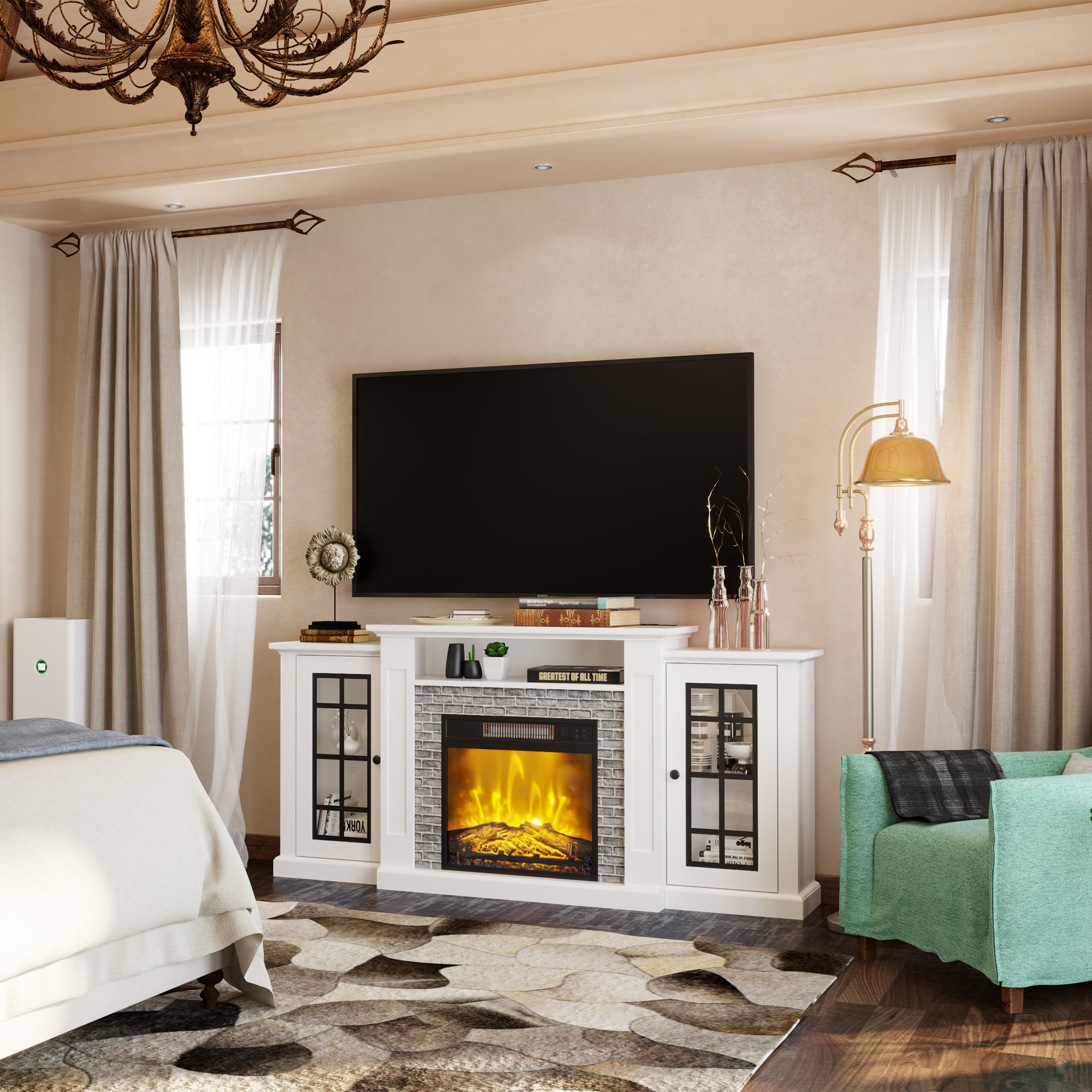 Red Barrel Studio® Elisandro 59'' W Electric Fireplace & Reviews | Wayfair