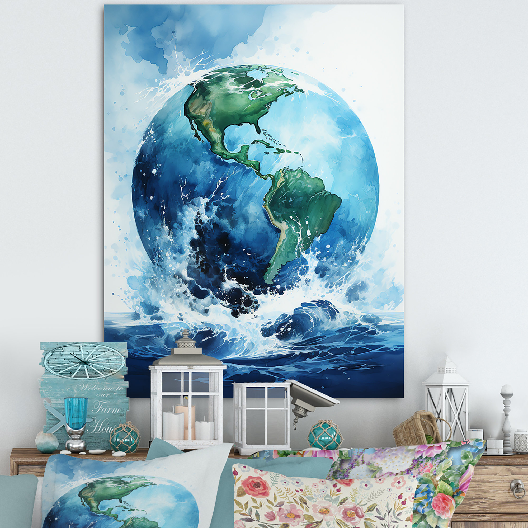 Ivy Bronx Earth Blue Planet I - Earth Canvas Wall Art - Wayfair Canada