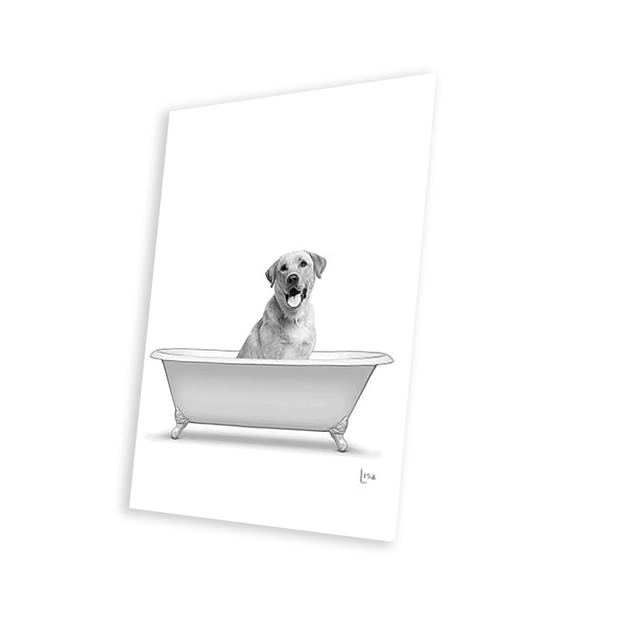 Wade Logan Labrador Dog in Bathtub by Printable Lisa'S Pets - Unframed ...