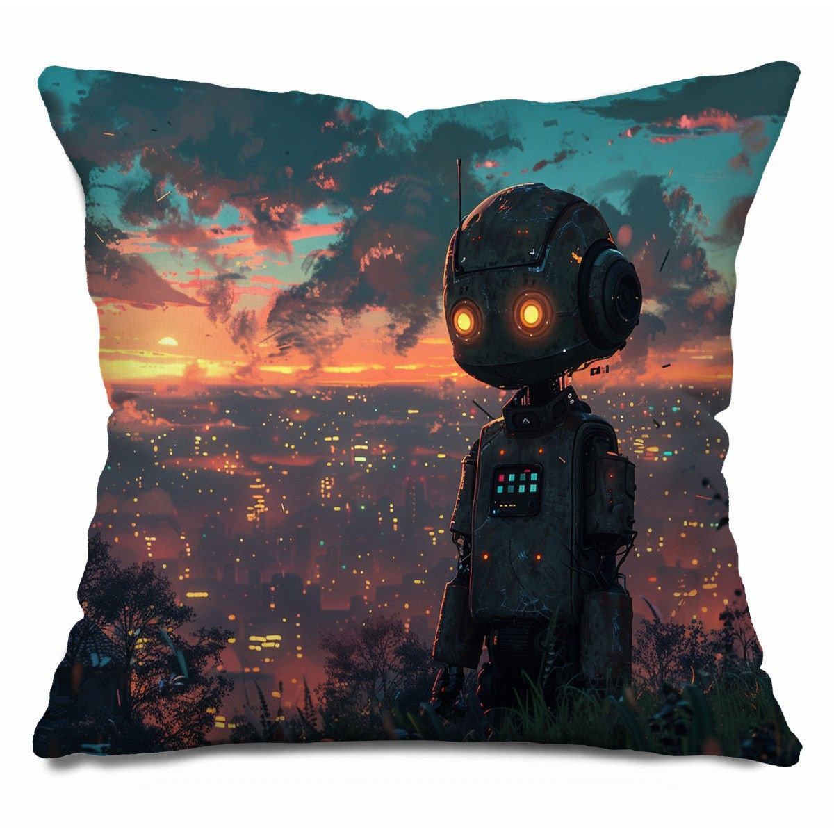 VisionDecor Robot lookout Throw Pillow, Technology Warm Cotton Twill ...