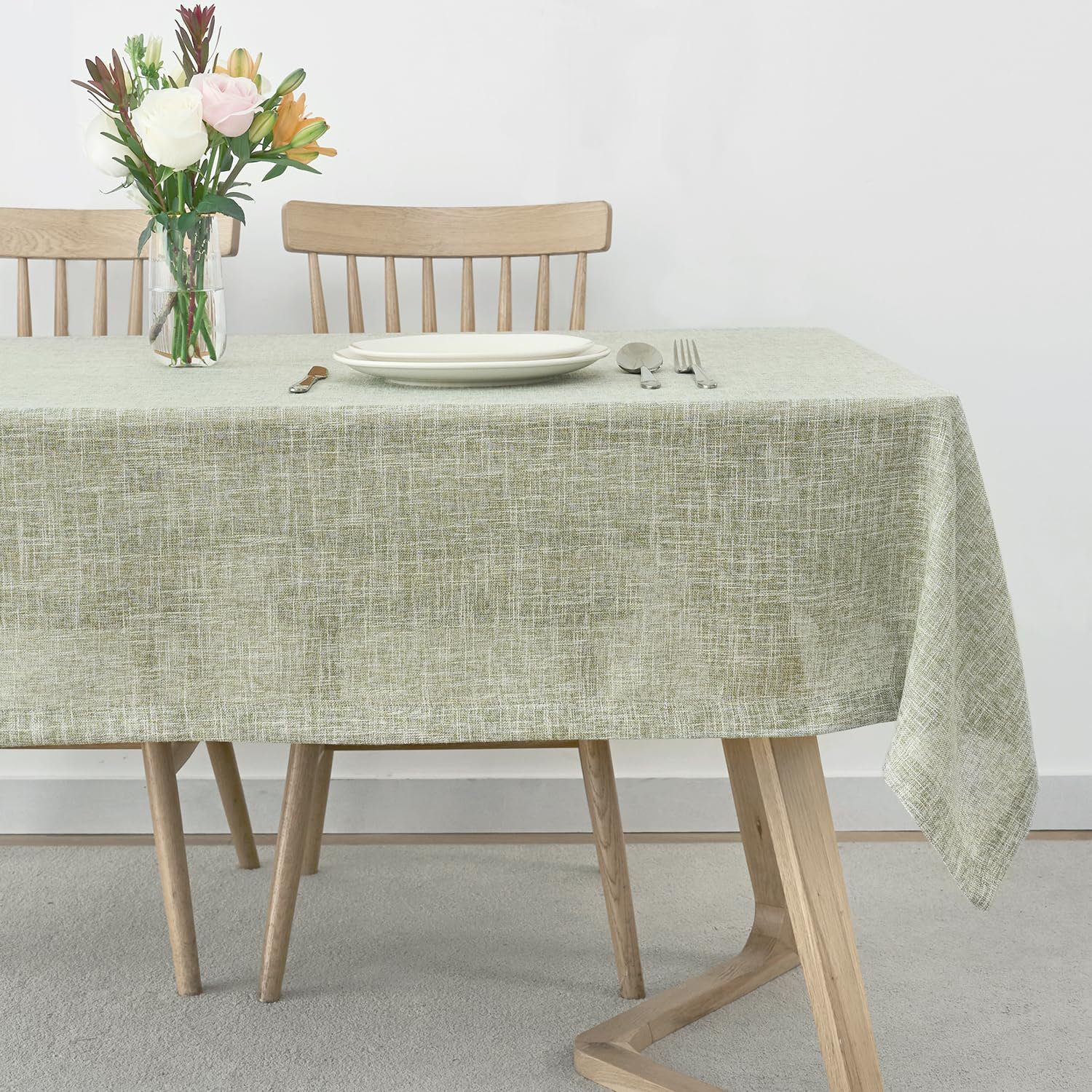 Hokku Designs Flaxy Faux Linen Table Cloth With 2-Tone Slubby Texture ...