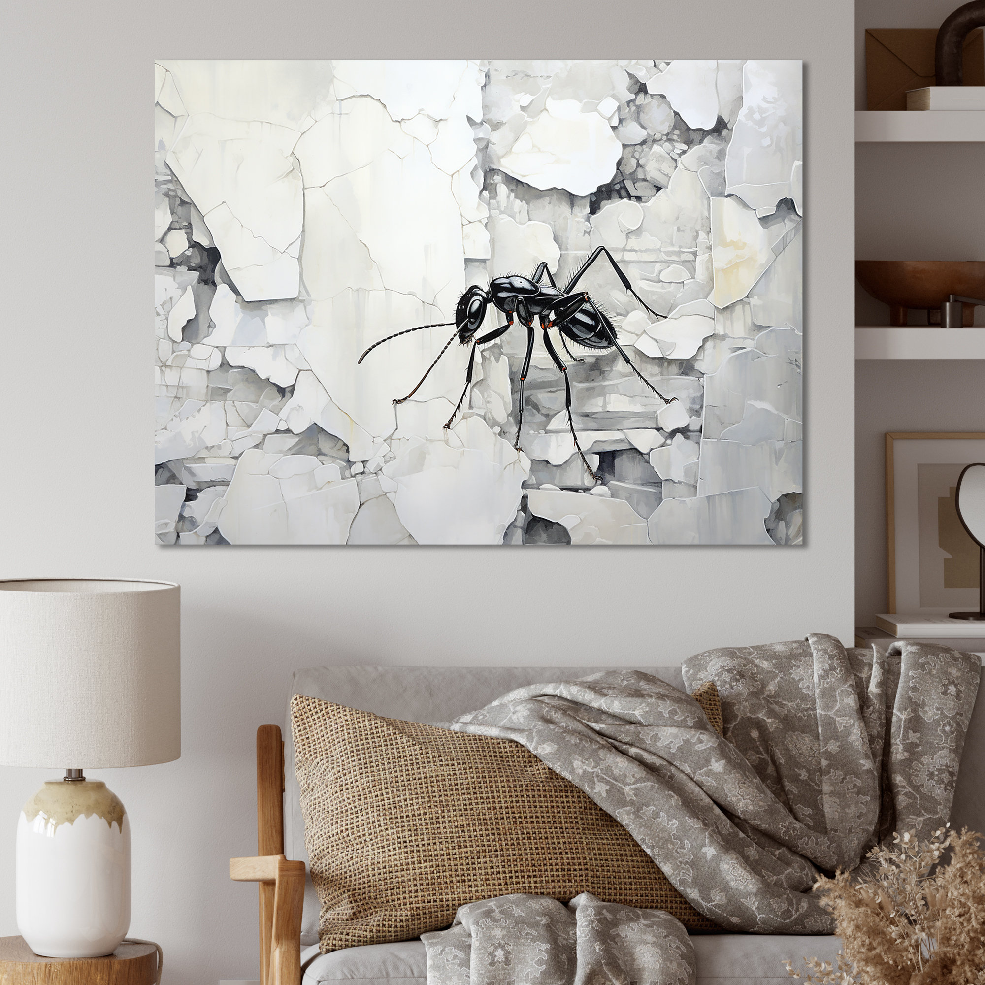Winston Porter Minimalism Ant Beige Collage III - Ant Canvas Art Print ...