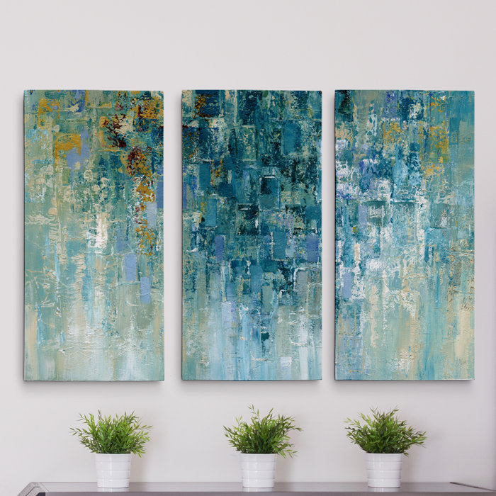 Wrought Studio I Love The Rain On Canvas 3 Pieces Painting & Reviews ...