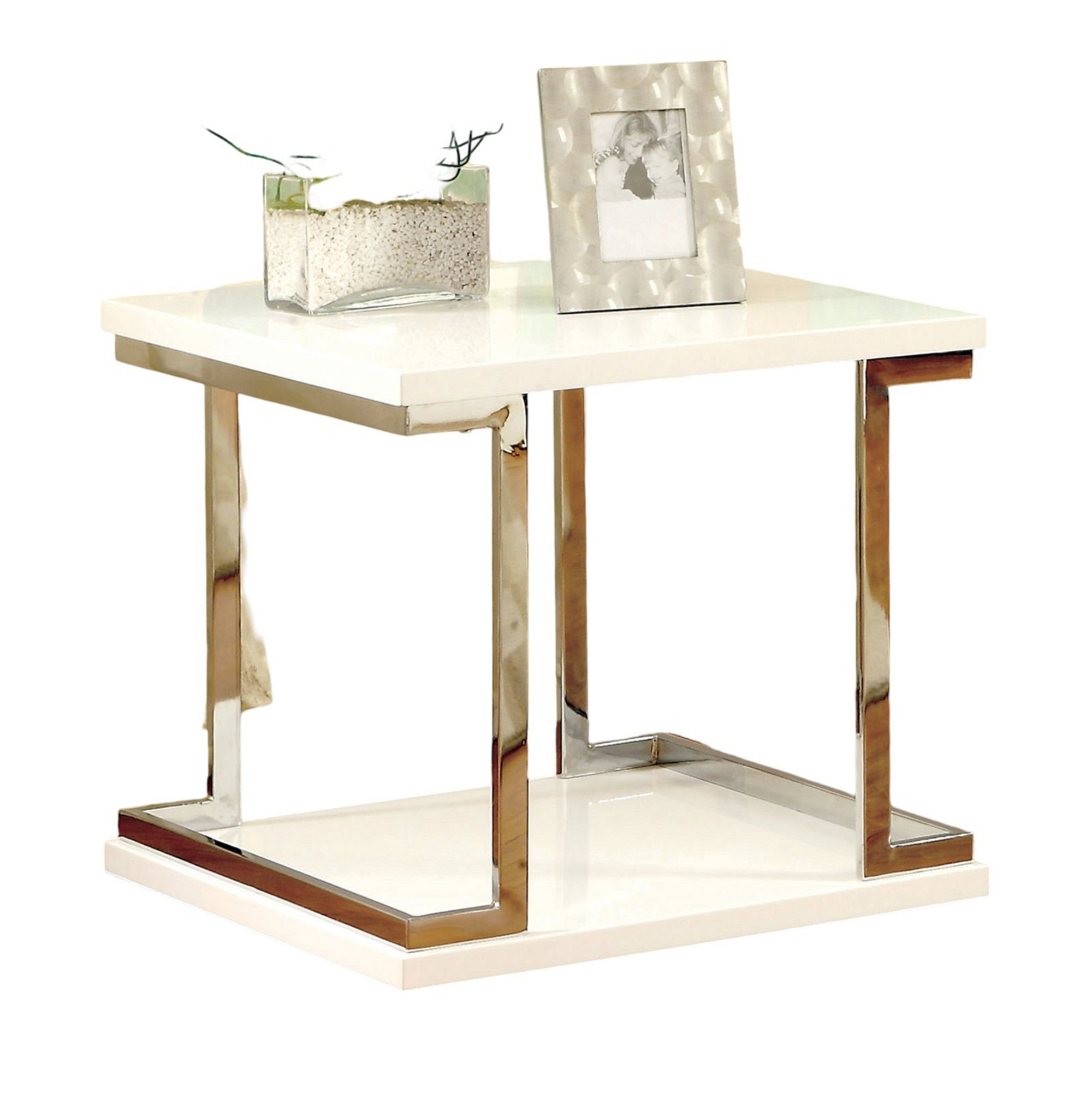 Brayden Studio® Contemporary Style White 1Pc End Table Bottom Shelf ...