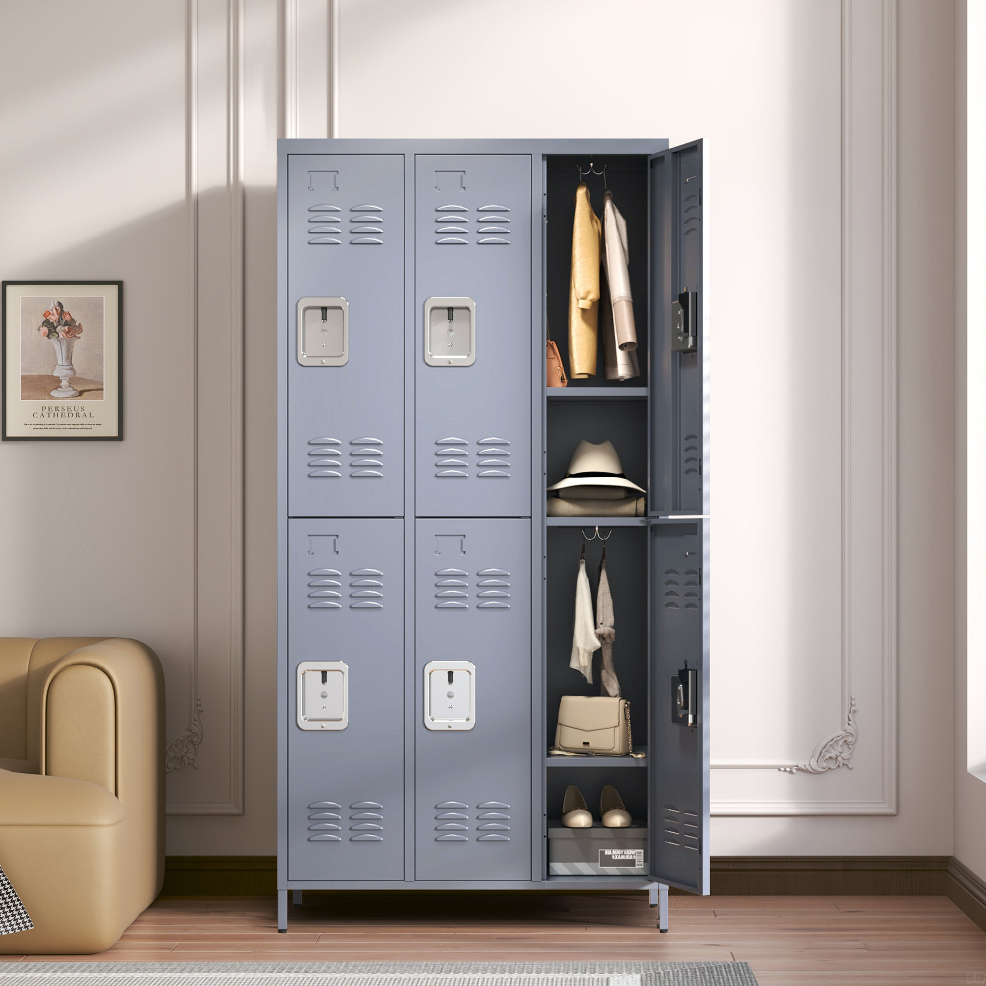17 Stories 6 Door 72"H Metal Lockers With Lock,Storage Locker Cabinet ...