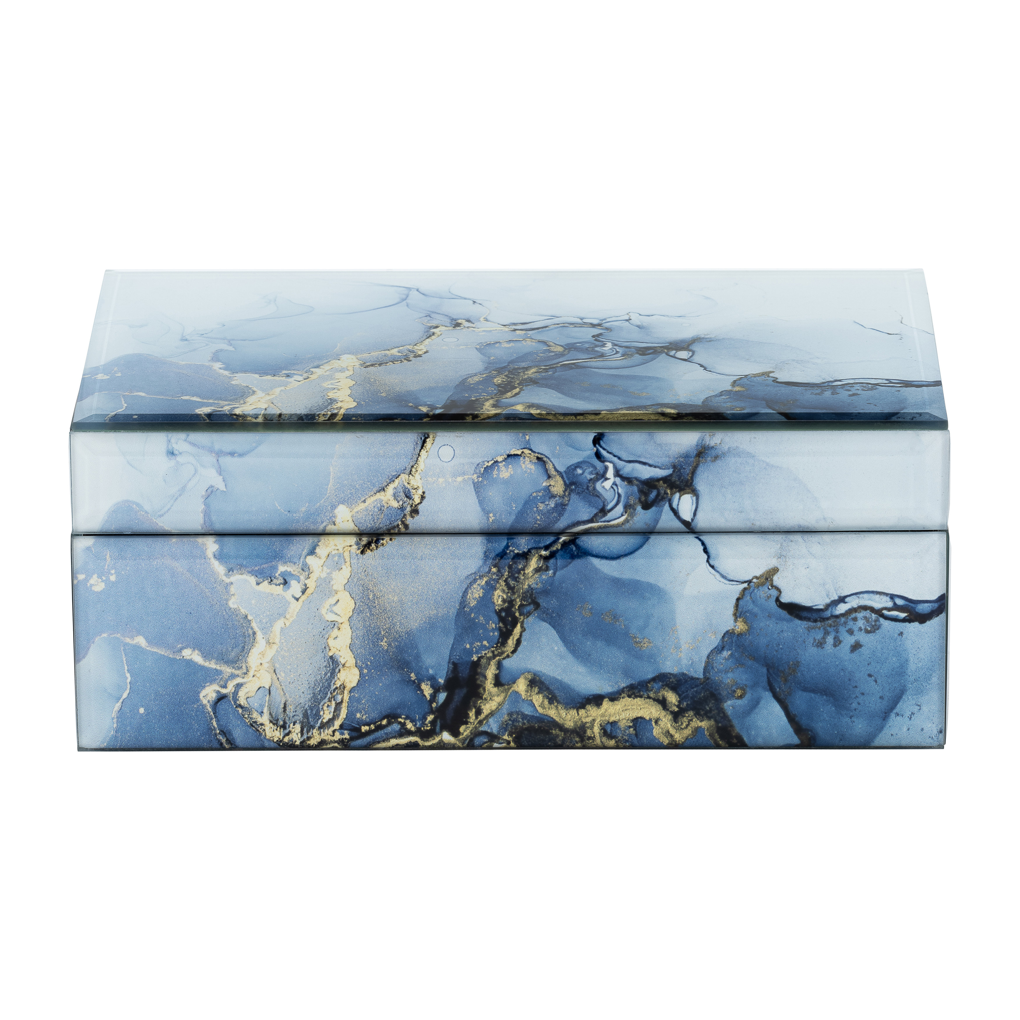 Mercer41 8" x 5" Decorative Wooden Storage Box - Contemporary Blue and ...