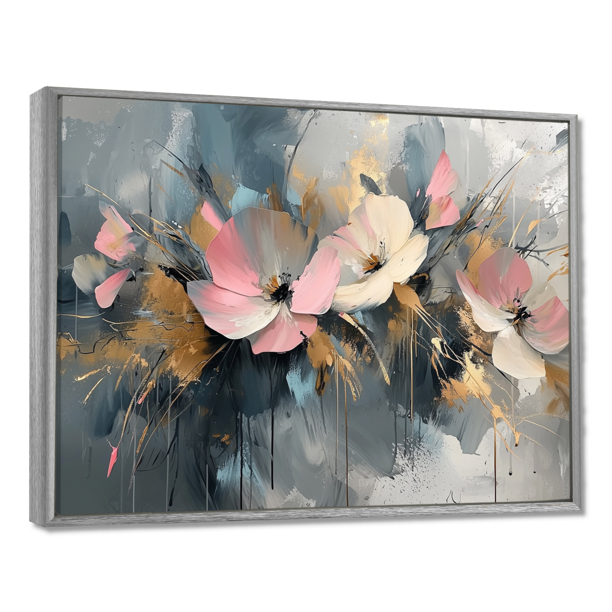 Mercer41 Chinese Ink Abstract Fuschia Flowers I - Floral Canvas Art ...