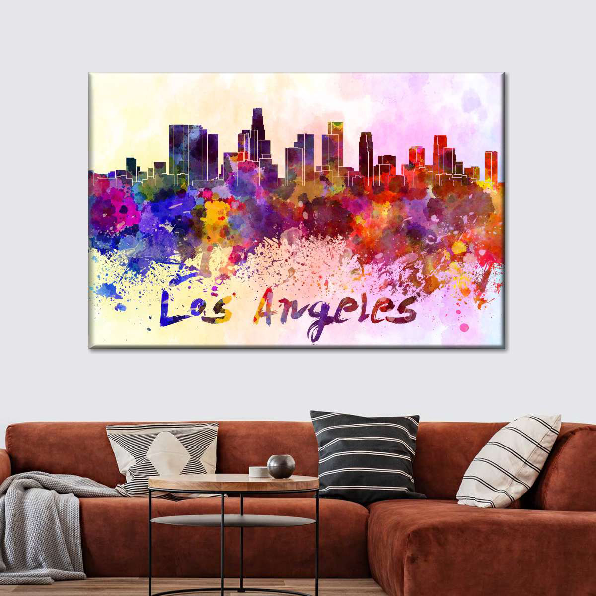 Ebern Designs Los Angeles Skyline Colors - Wrapped Canvas Print | Wayfair