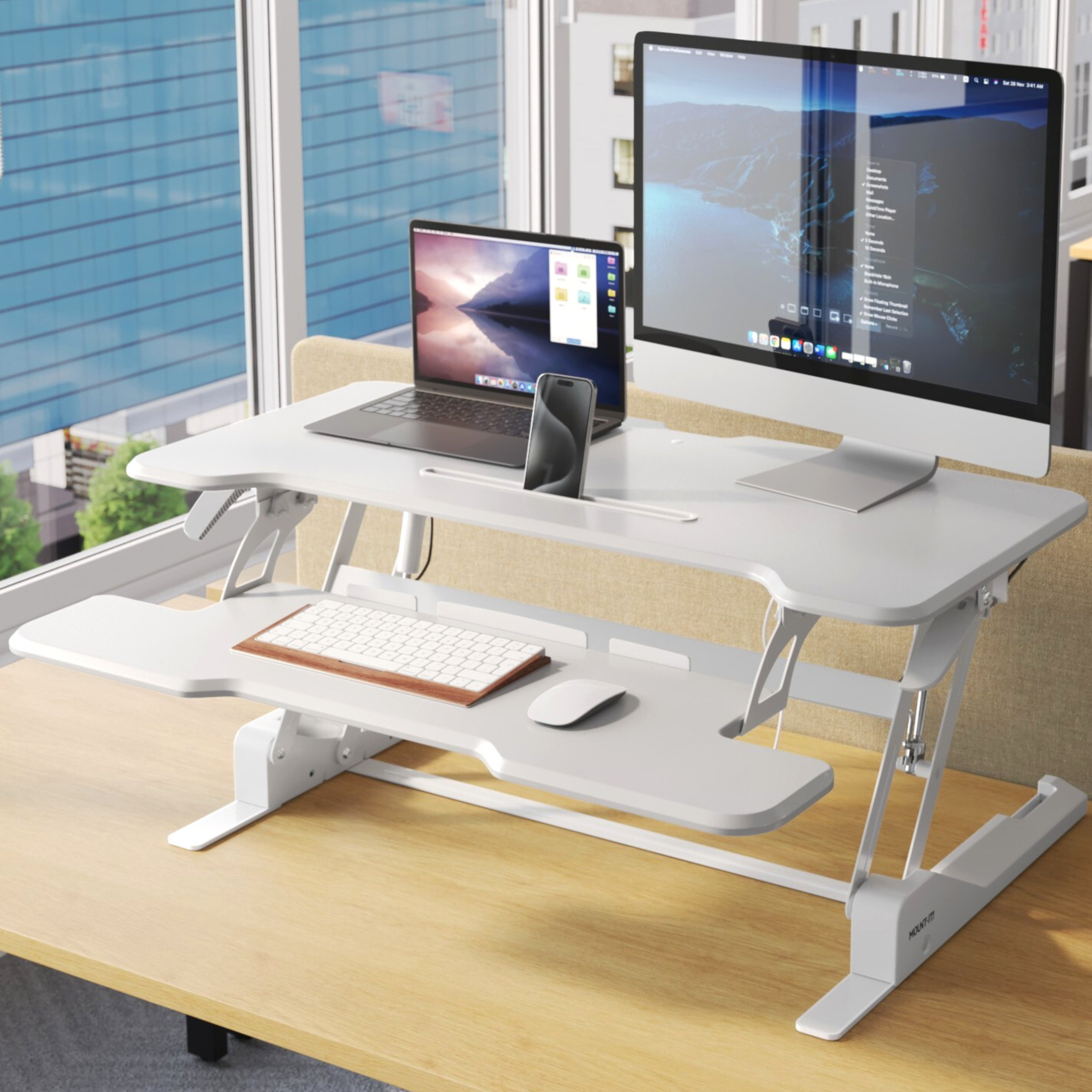 Mount-It 38 in W Height Adjustable Rectangle Standing Desk Converter ...