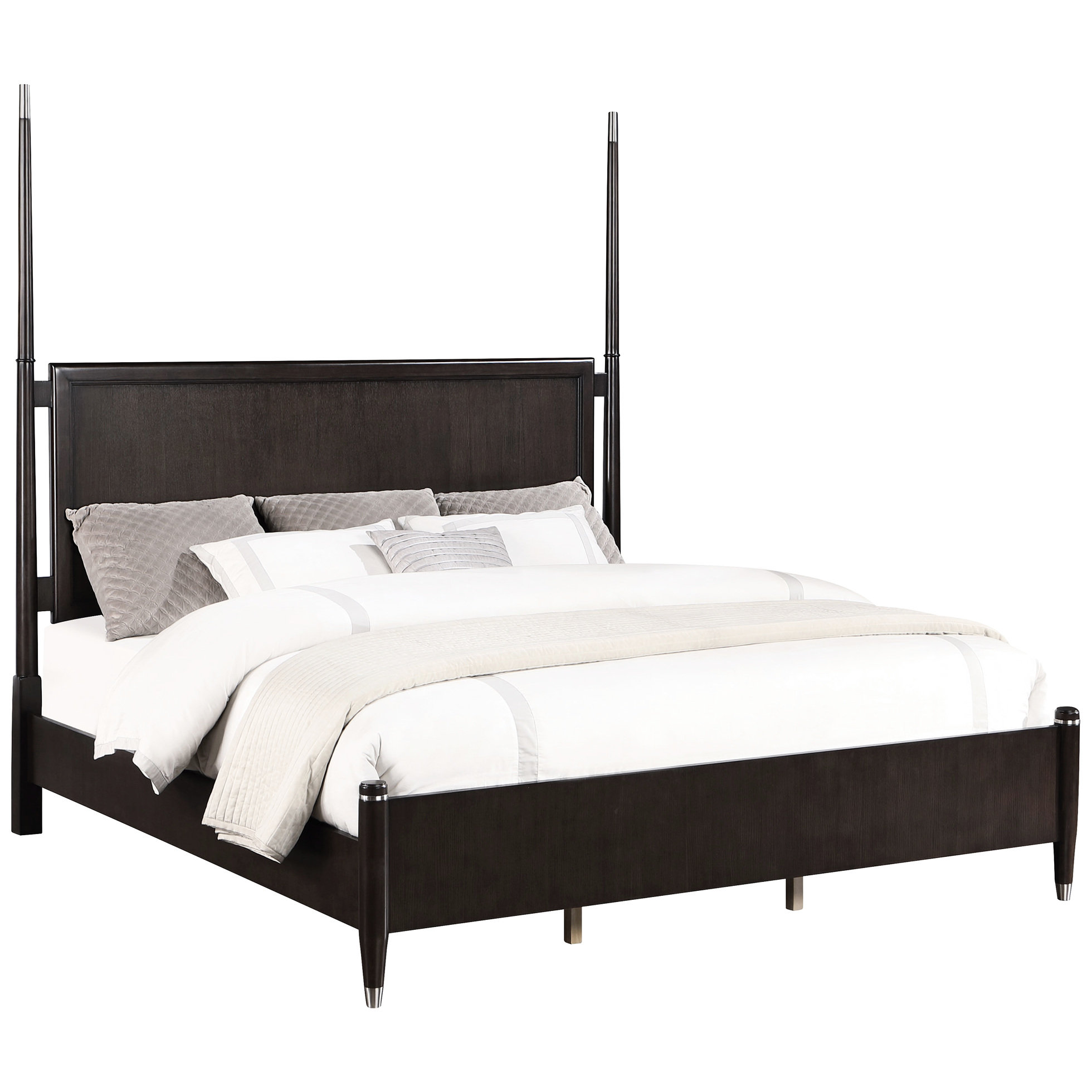 Hokku Designs Bedroom Four - Poster Bed Of Queen Size With Brown Wood ...