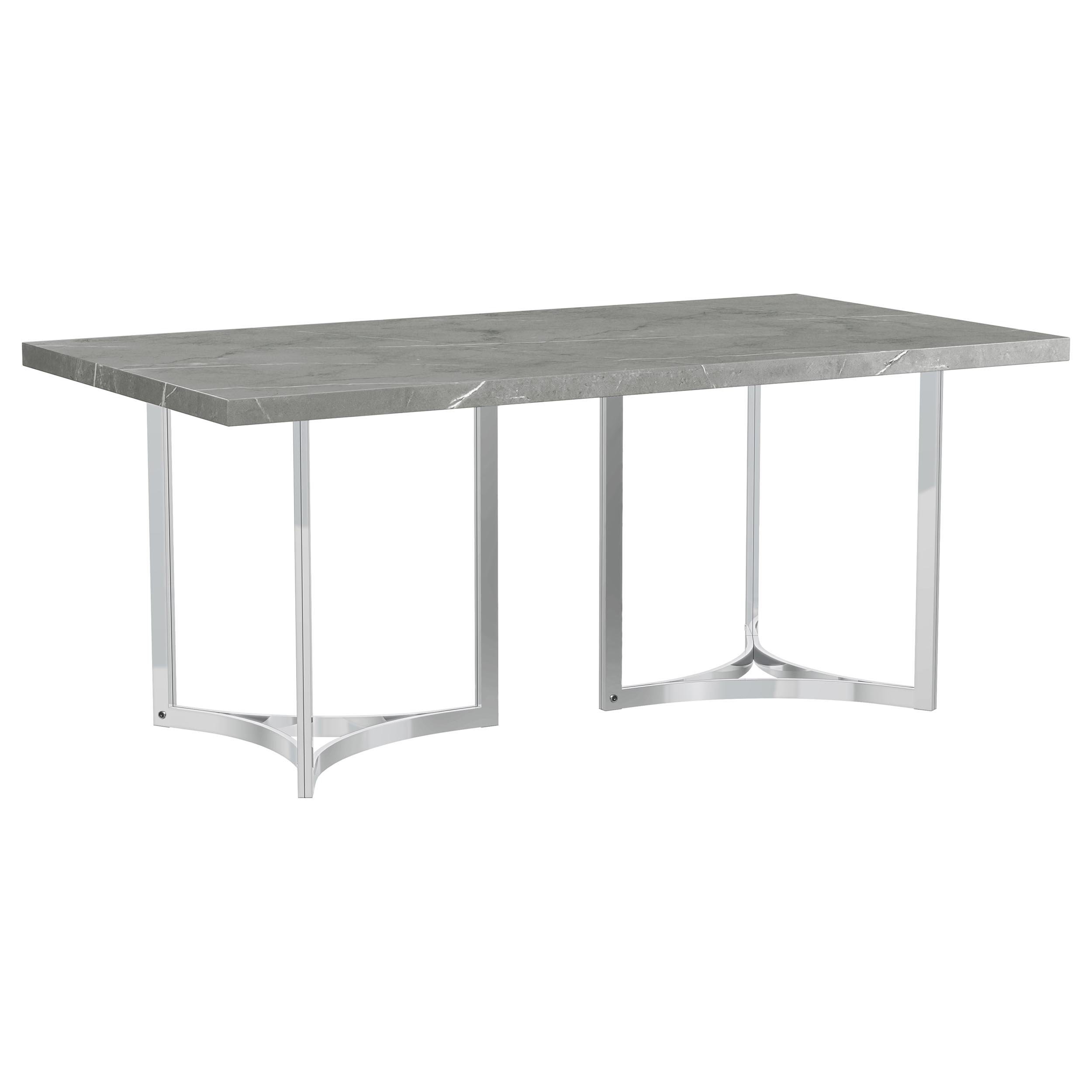 Ivy Bronx Sterling 72-Inch Rectangular Dining Table Grey Faux Marble ...