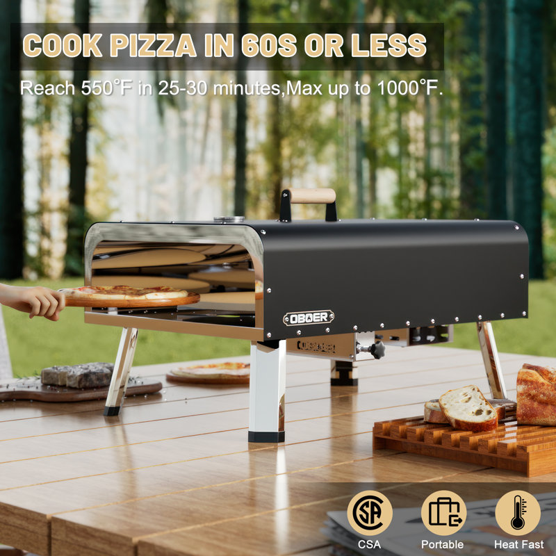 ShangQuan WuLiu 16" Outdoor Rotating Portable Gas Pizza Oven with ...