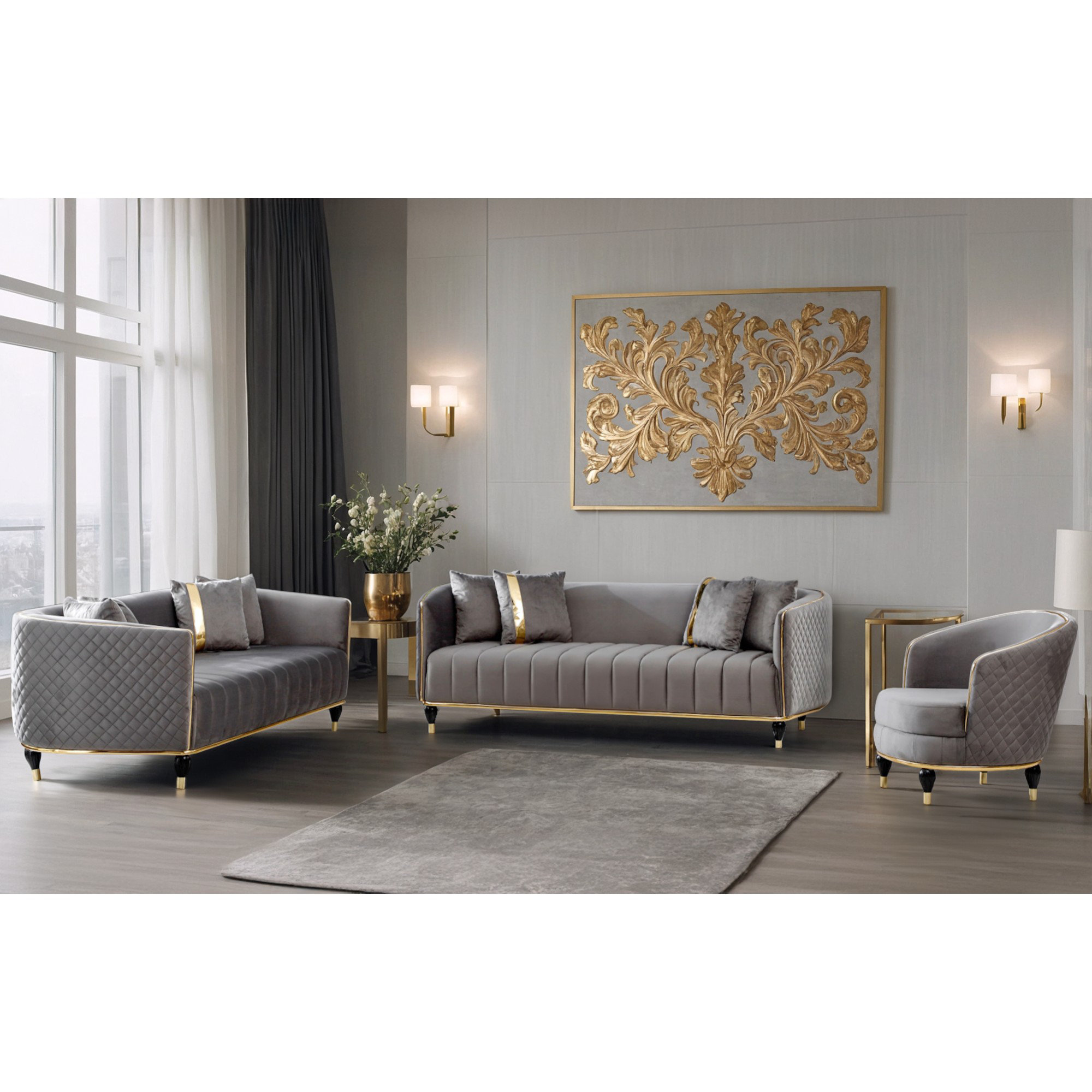 Everly Quinn Janyla 3 - Piece Velvet Living Room Set | Wayfair