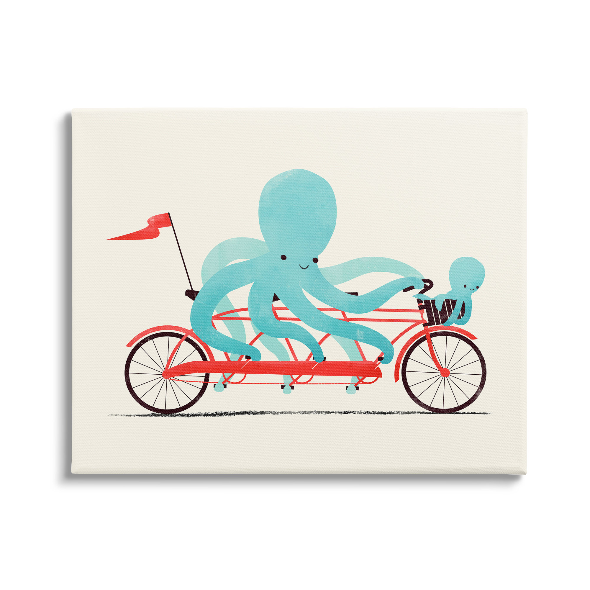 Zoomie Kids Octopus Tandem Bicycle On Canvas by Jay Fleck Print | Wayfair
