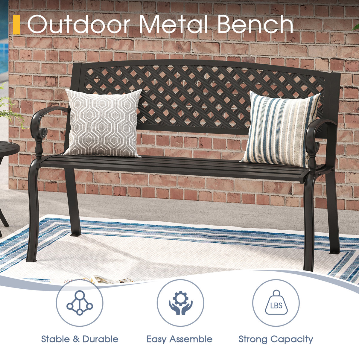 Charlton Home® Metal Outdoor Garden Bench | Wayfair