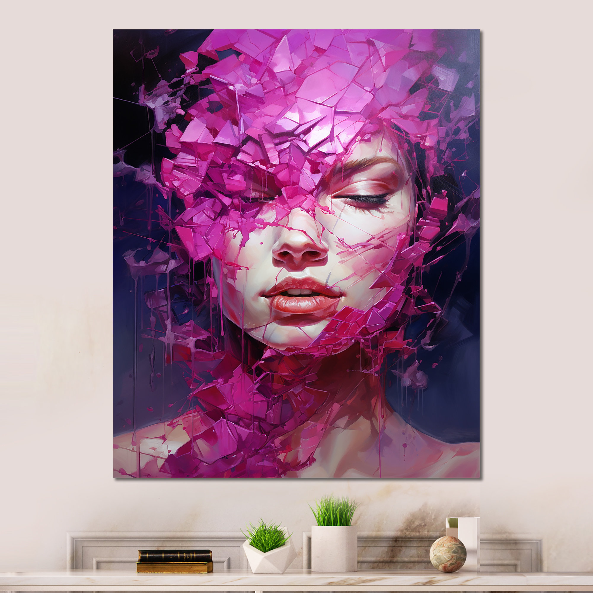 Red Barrel Studio® " Surreal Magenta Woman Fusion I " on Metal | Wayfair