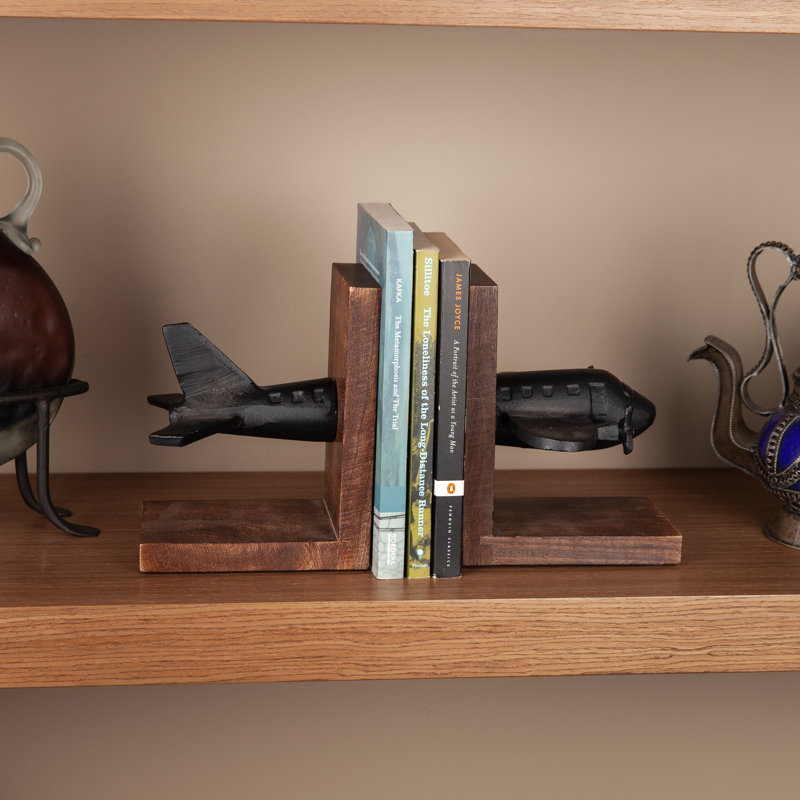 Red Barrel Studio® Airplane Metal and Wood Non Skid Bookends & Reviews ...