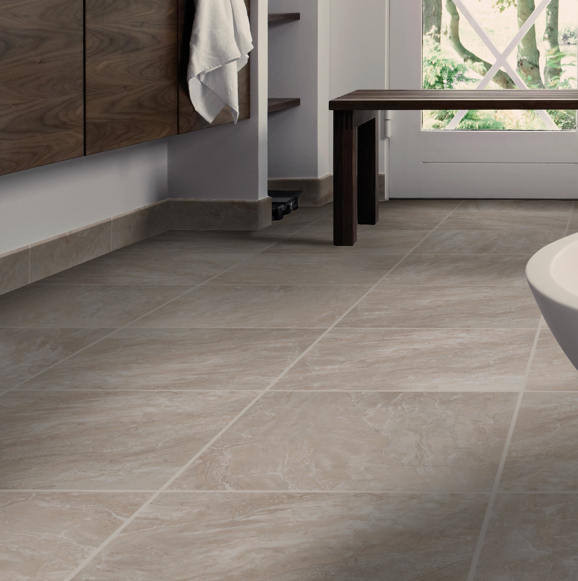 Ackland Pietra Pearl Windsor Strato 12 in. x 24 in. Polished Porcelain ...