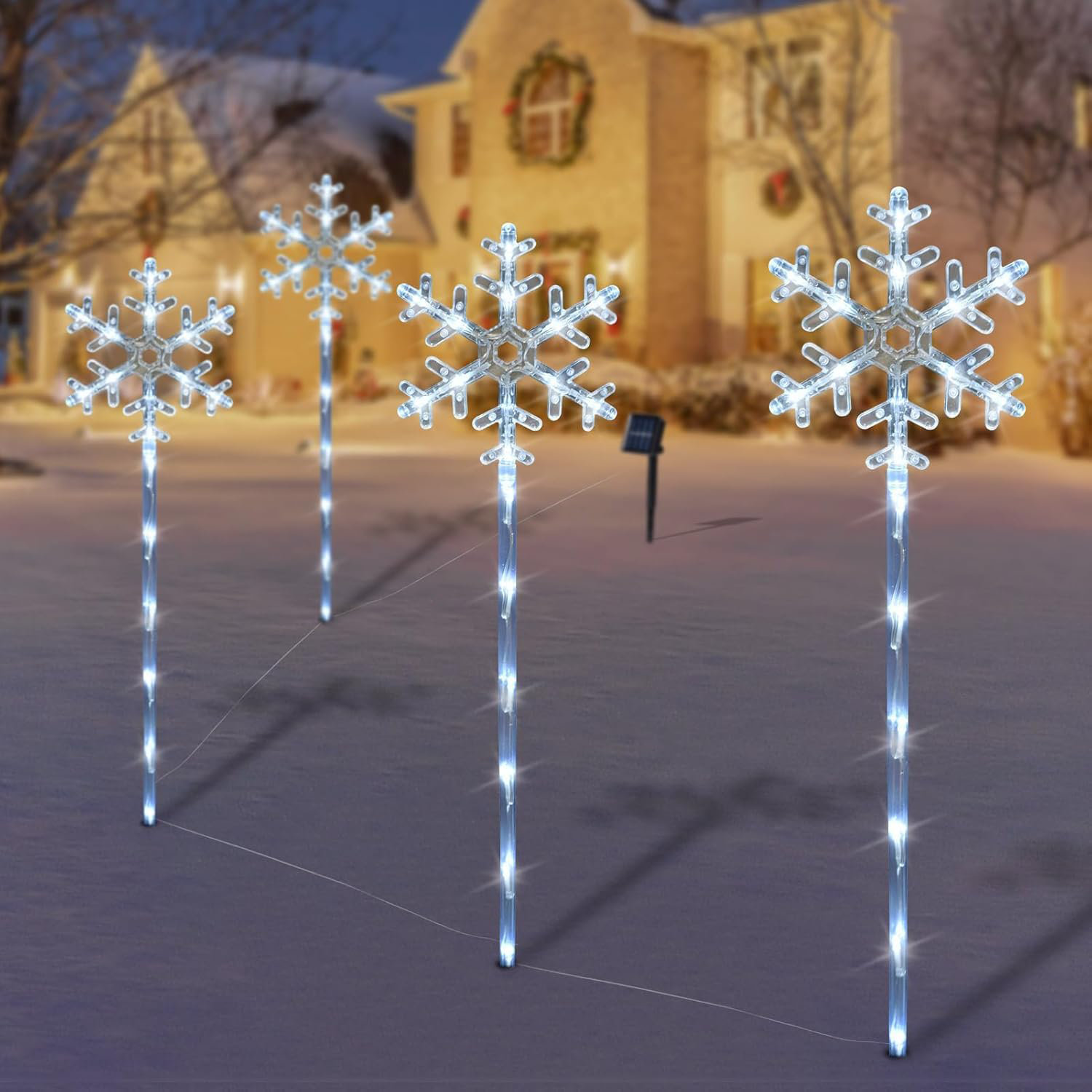 Zeki Shoggy Solar Christmas Pathway Lights, Solar Powered Snowflake ...