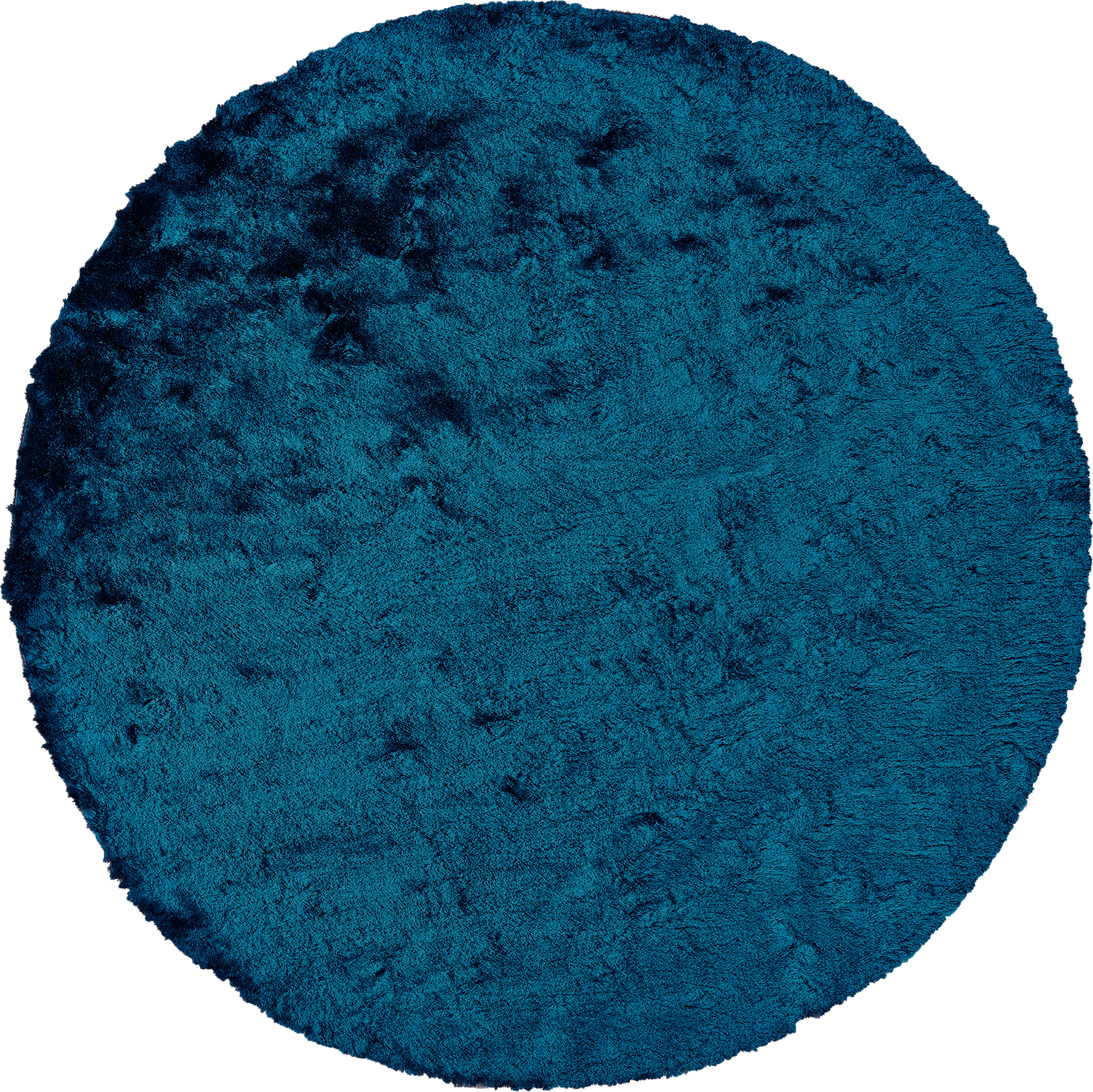 Everly Quinn Round Solid Color Handmade Polyester Area Rug in Blue ...