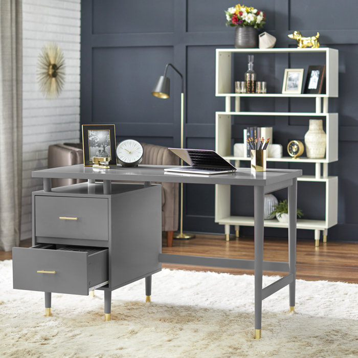 Everly Quinn Camylle Solid Wood Base Computer Desk & Reviews | Wayfair