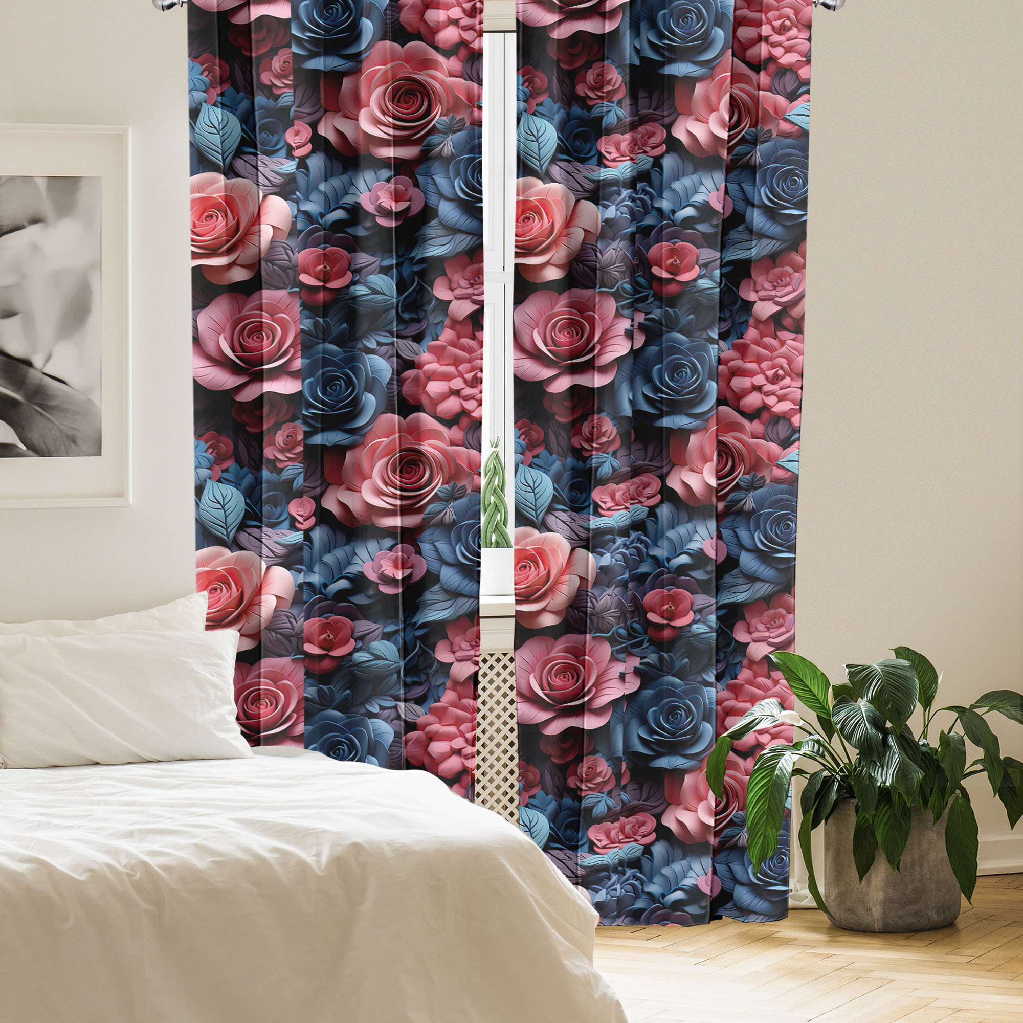 Ambesonne Floral Curtains Realistic Flowers Bohemian Pair 427779 | Wayfair