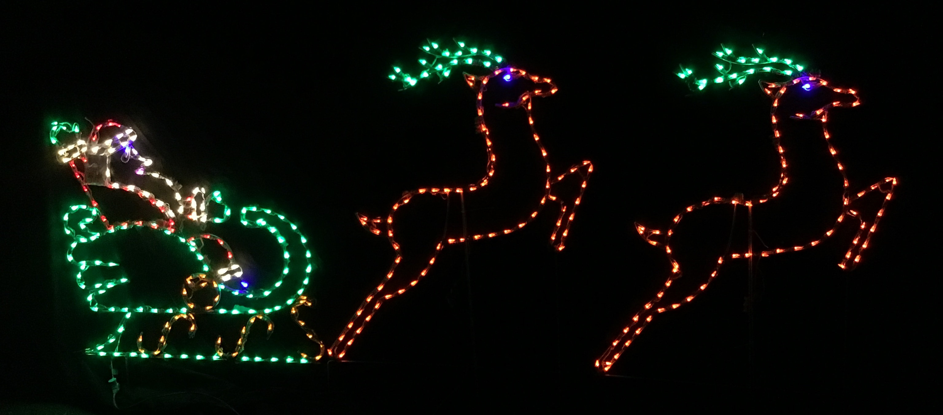 Lori's Lighted D'Lites Medium Santa in Sleigh with 2 Leaping Deer ...