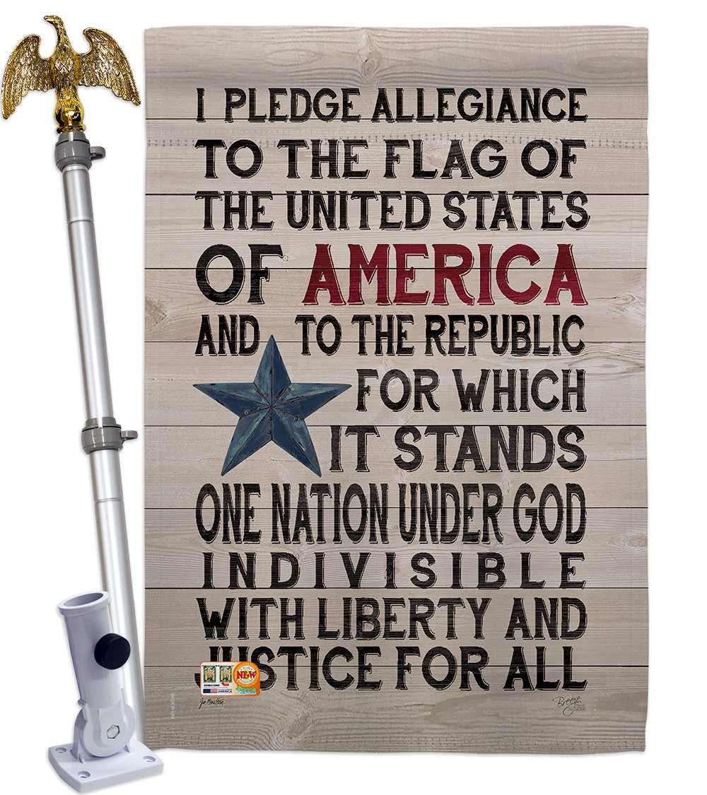 Breeze Decor Pledge Of Allegiance 2-Sided Polyester 4 x 3 ft. Flag Set ...